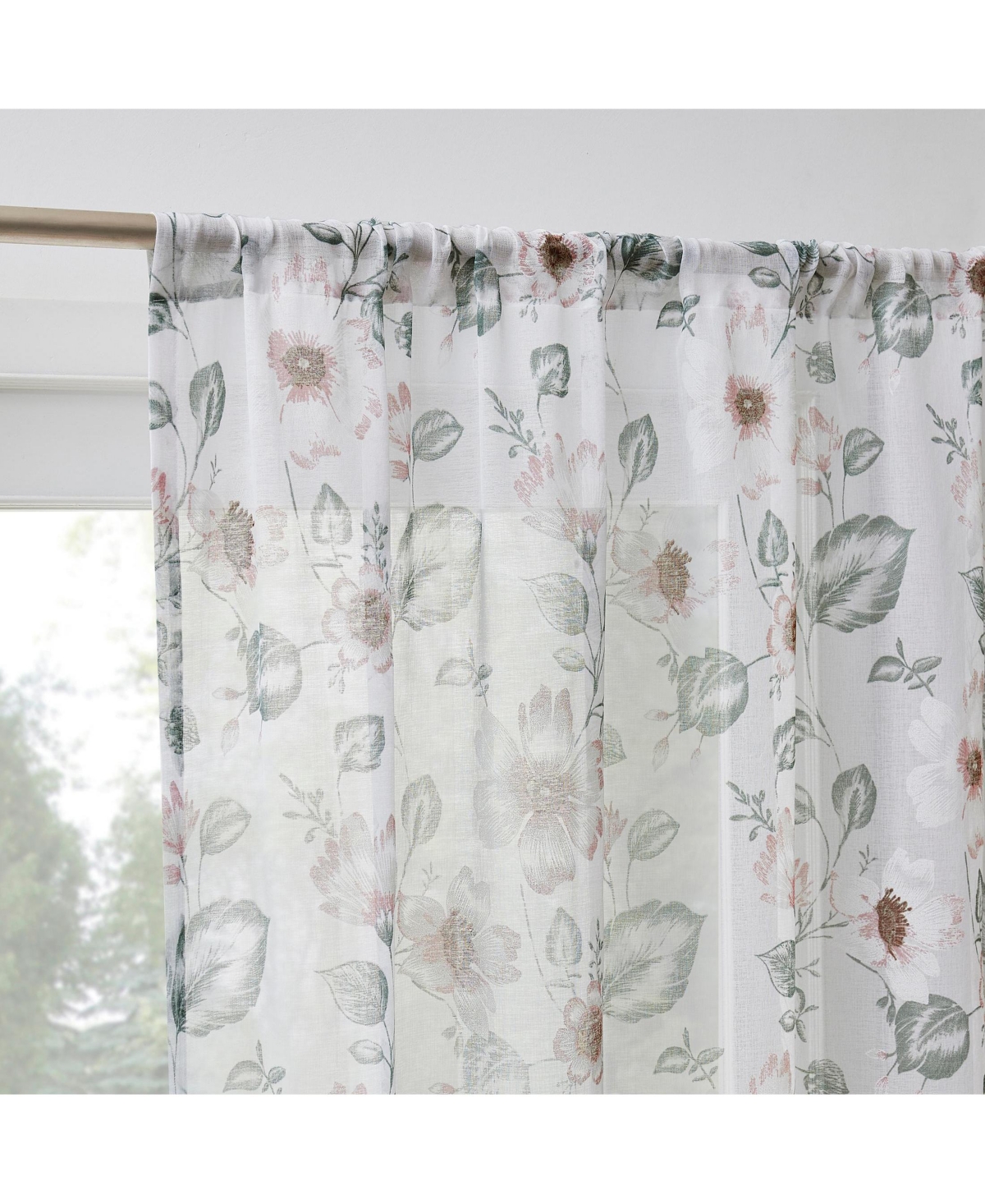Click here for No. 918 Anya Floral Puff Print Sheer Rod Pocket Cu... prices