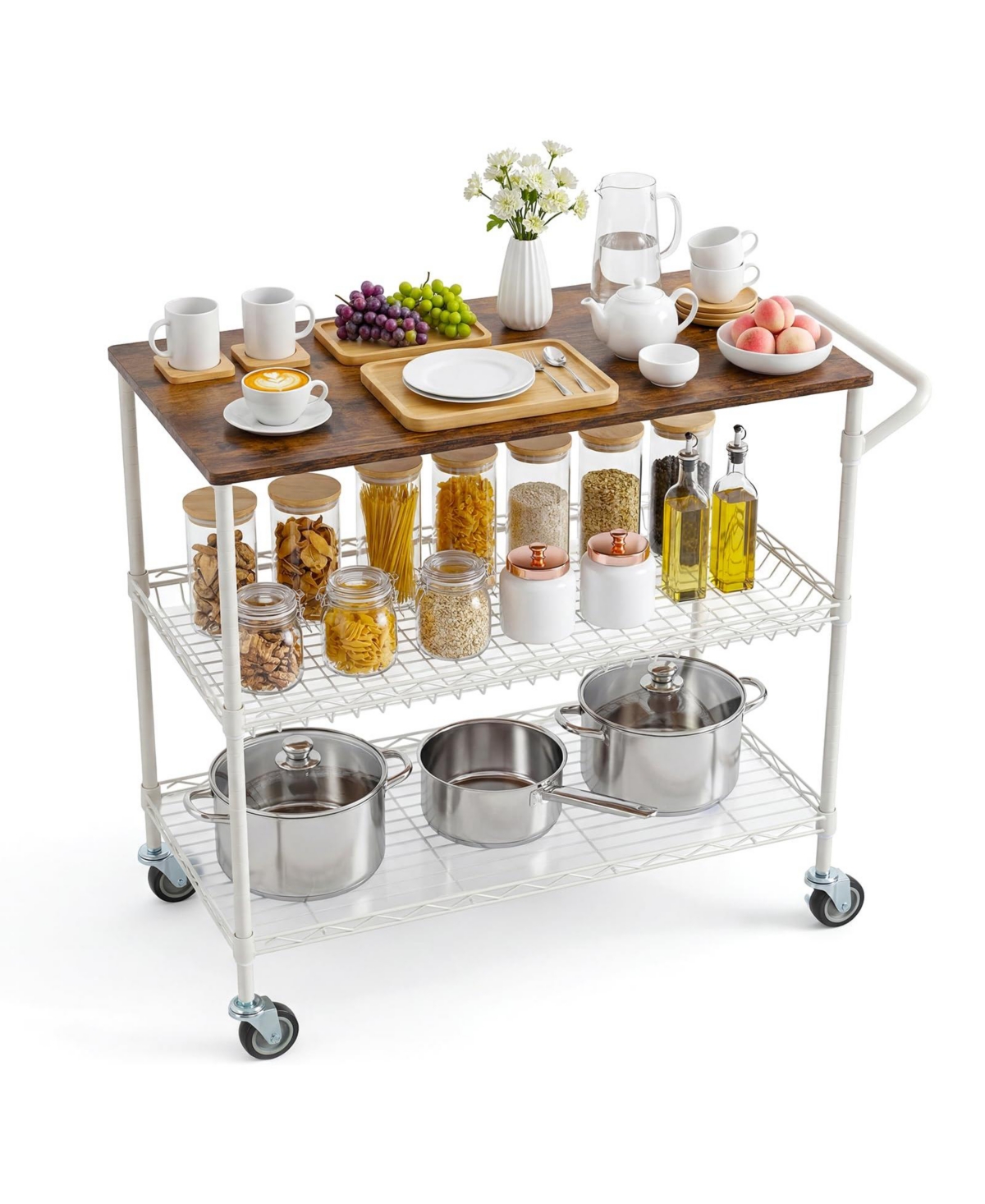 Click here for gaomon 35 Rolling Kitchen Cart with Wood Top  3 Ti... prices