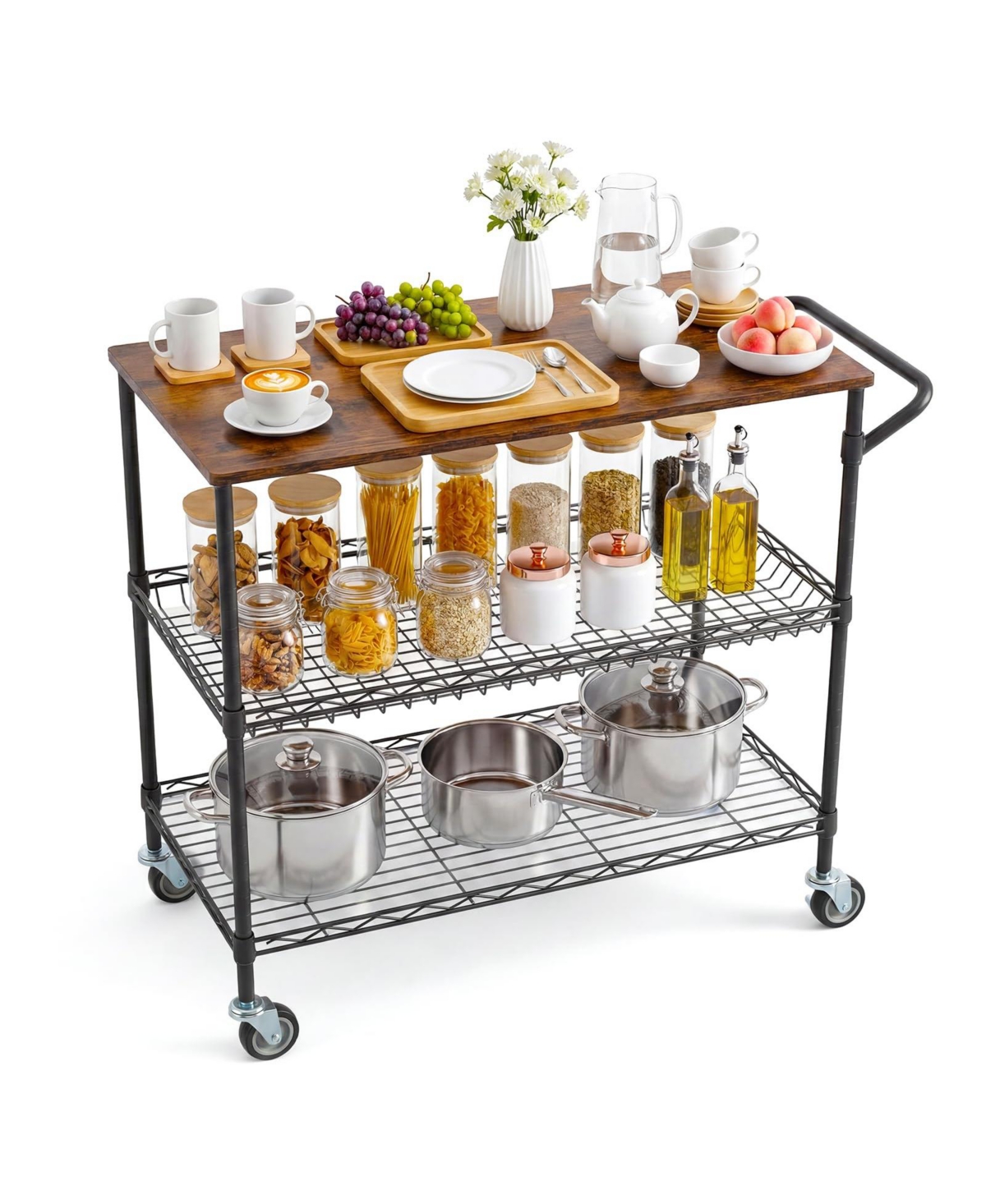 Click here for gaomon 35 Rolling Kitchen Cart with Wood Top  3 Ti... prices