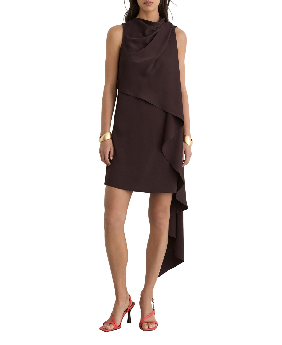 Click here for Reiss Womens Wrenley Drape Detail Mini Dress - Cho... prices