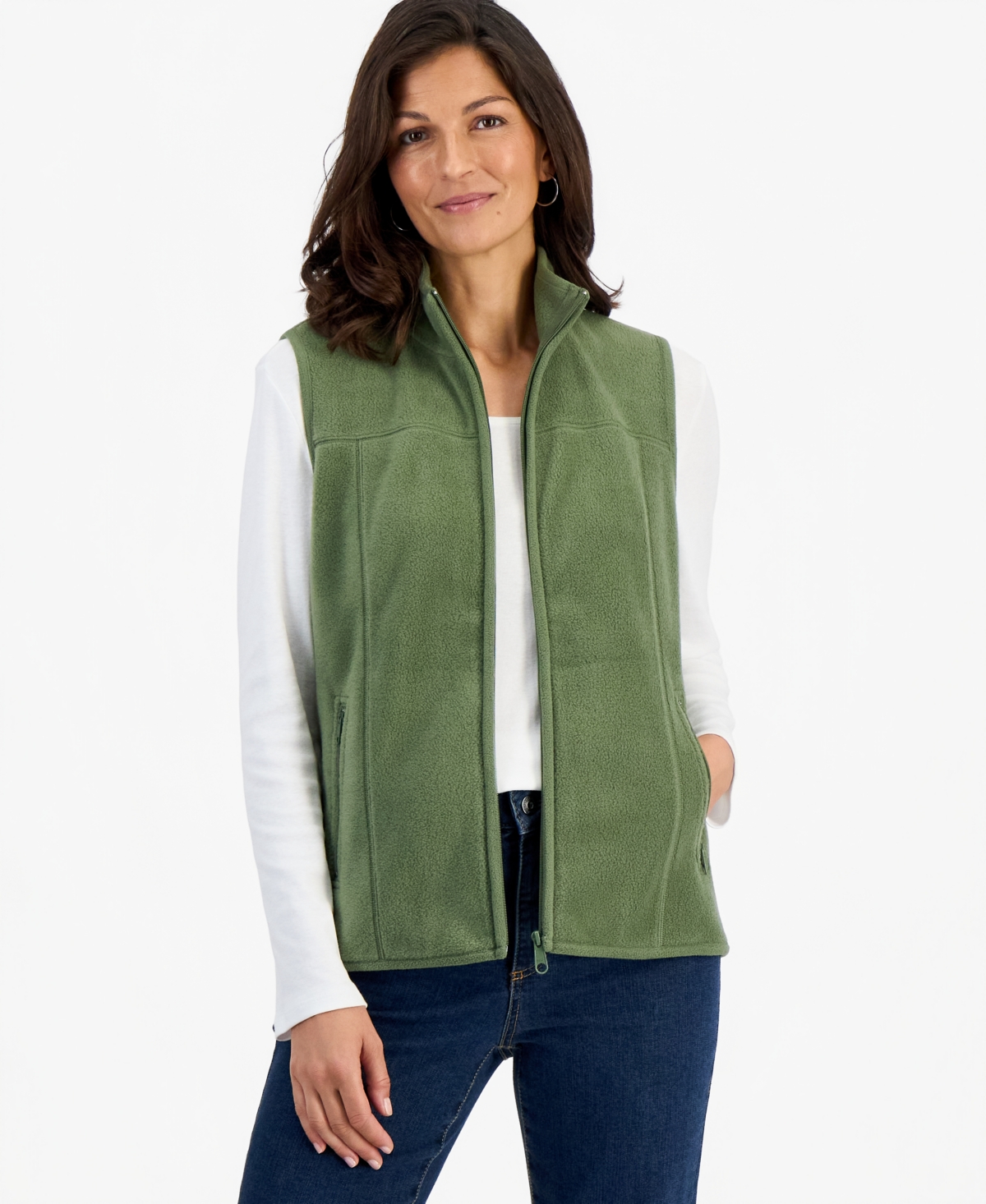 Click here for Style & Co Womens Zip-Front Polar Fleece Vest  Cre... prices