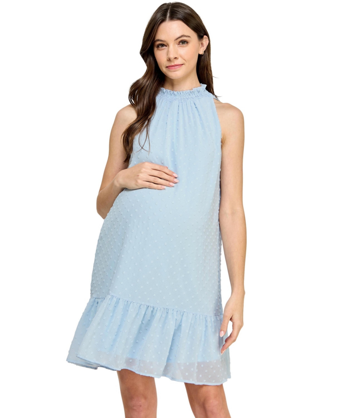 Click here for Hello Miz Maternity Swiss Dot Mock Neck Dress with... prices