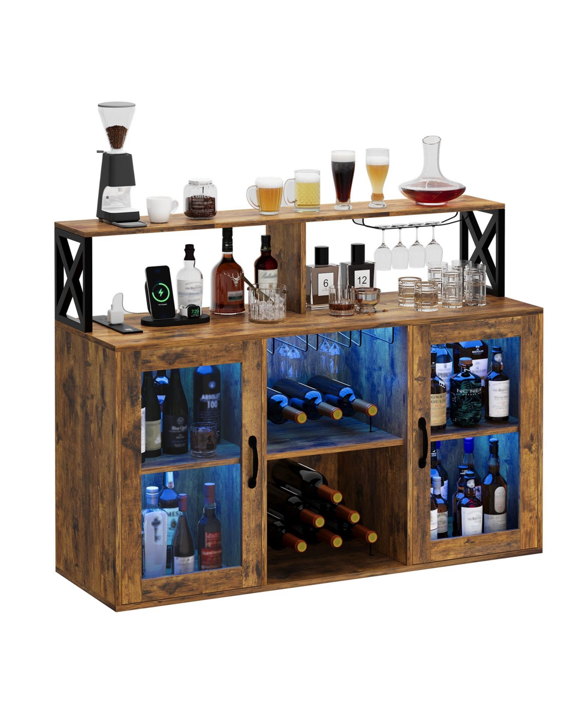 Click here for homfan Wine Bar Cabinet with Led Lights and Power... prices