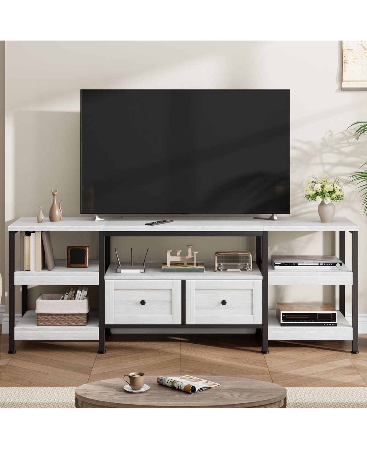 Click here for homfan Industrial Tv Stand with Metal Frame  2 Fab... prices