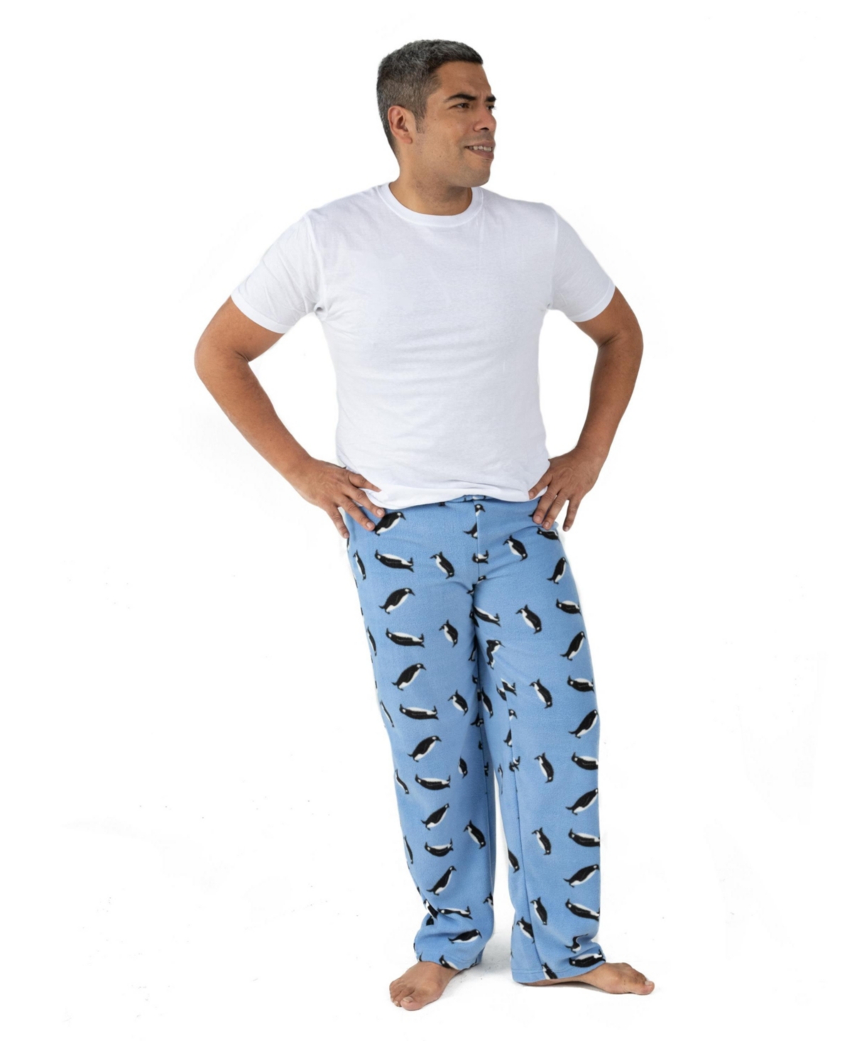 Click here for Leveret Mens Print Micro Fleece Pants - Penguin bl... prices