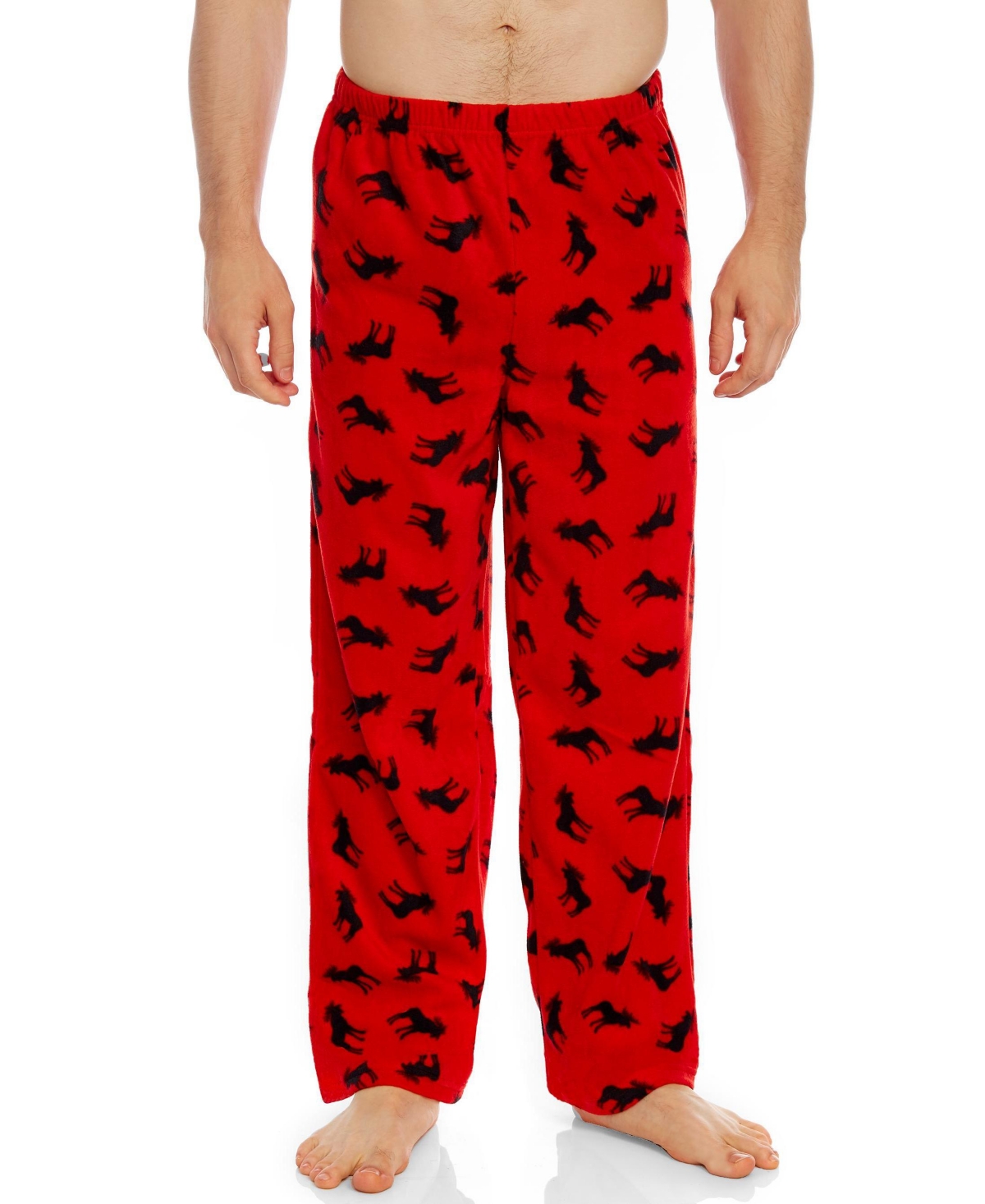 Click here for Leveret Mens Print Micro Fleece Pants - Moose red prices