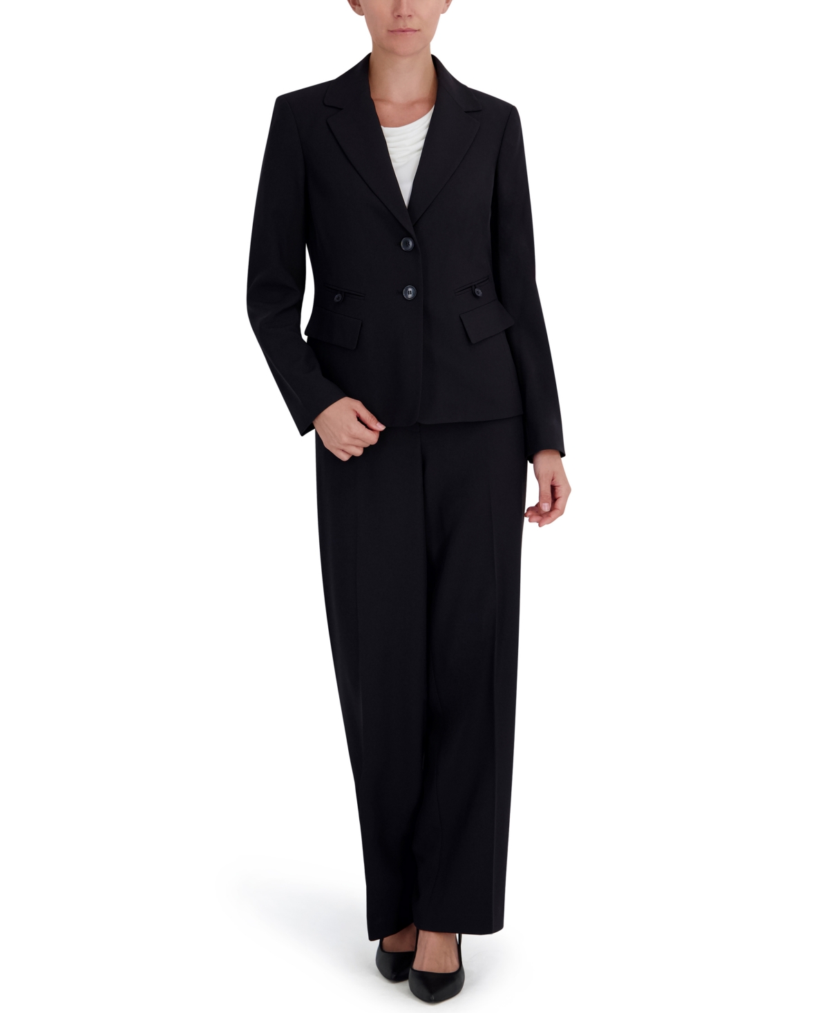 Click here for Le Suit Womens Four-Pocket Jacket & Fly-Front Wide... prices