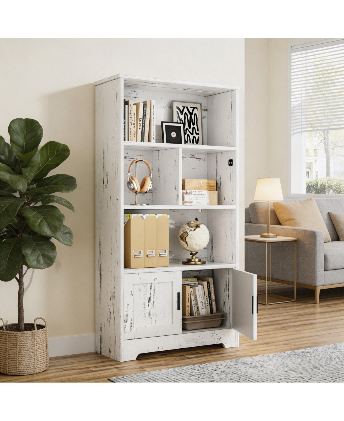 Click here for homfan Modern Farmhouse Led Bookshelf  3-Tier Stor... prices