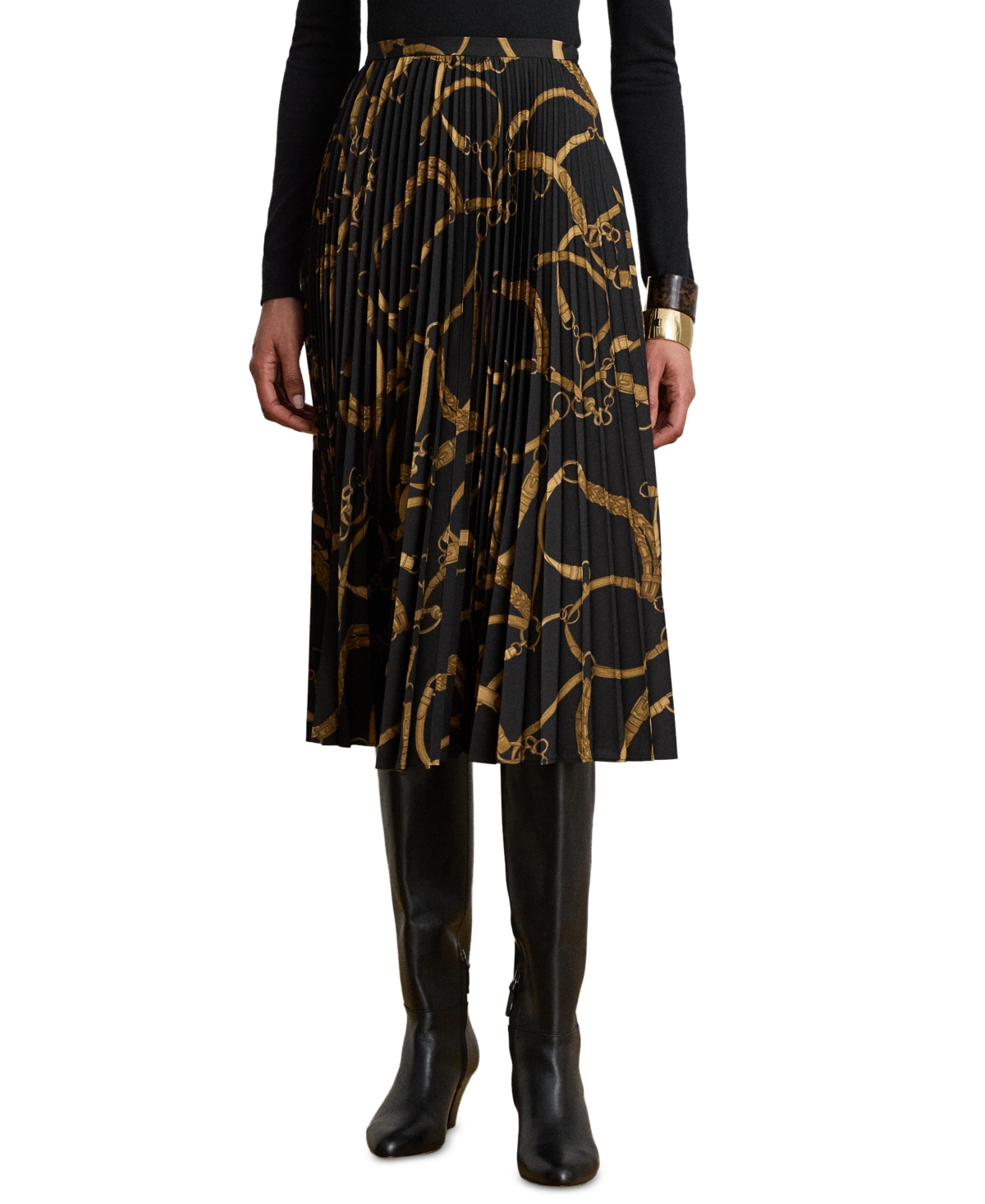 Click here for Lauren Ralph Lauren Womens Belting Print Pleated S... prices