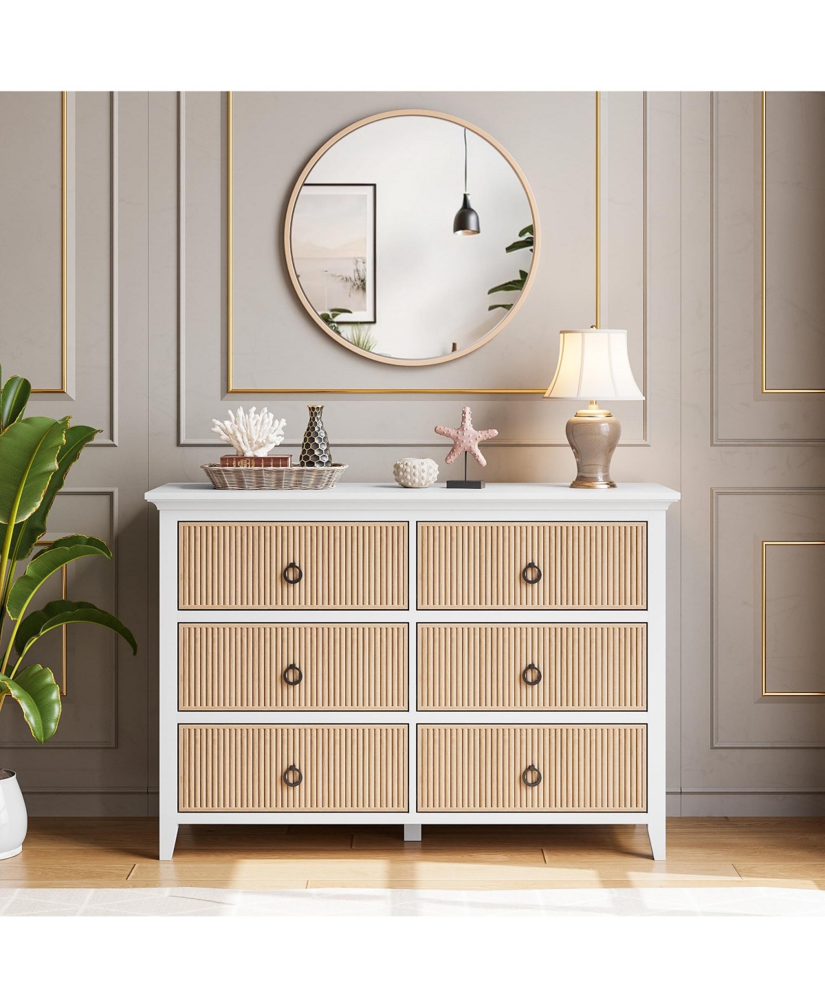 Click here for homfan Modern 6 Drawer Dresser  Spacious Wooden Ch... prices