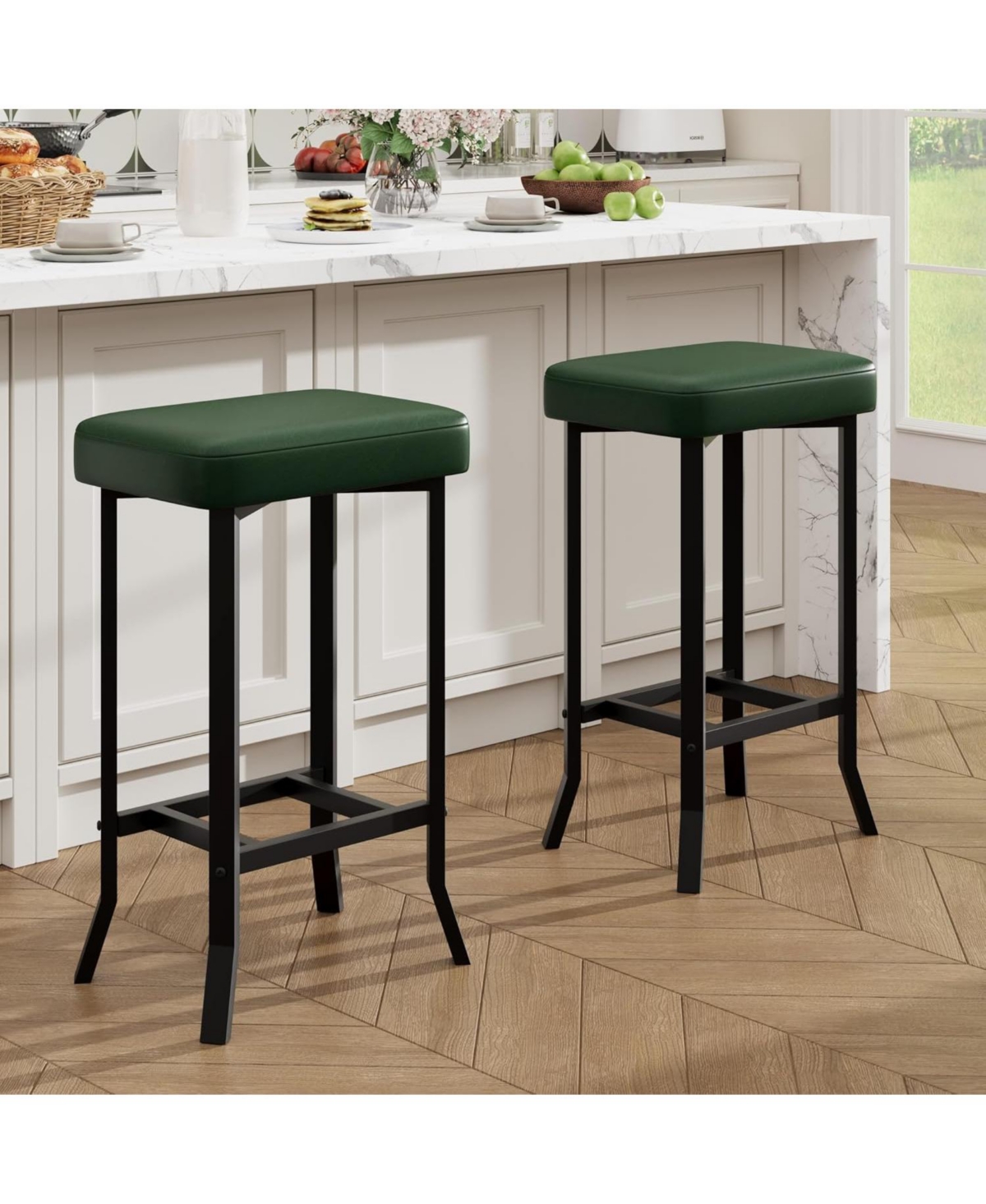 Click here for homfan Set of 2 24.6 Inch Bar Stools  Premium Faux... prices