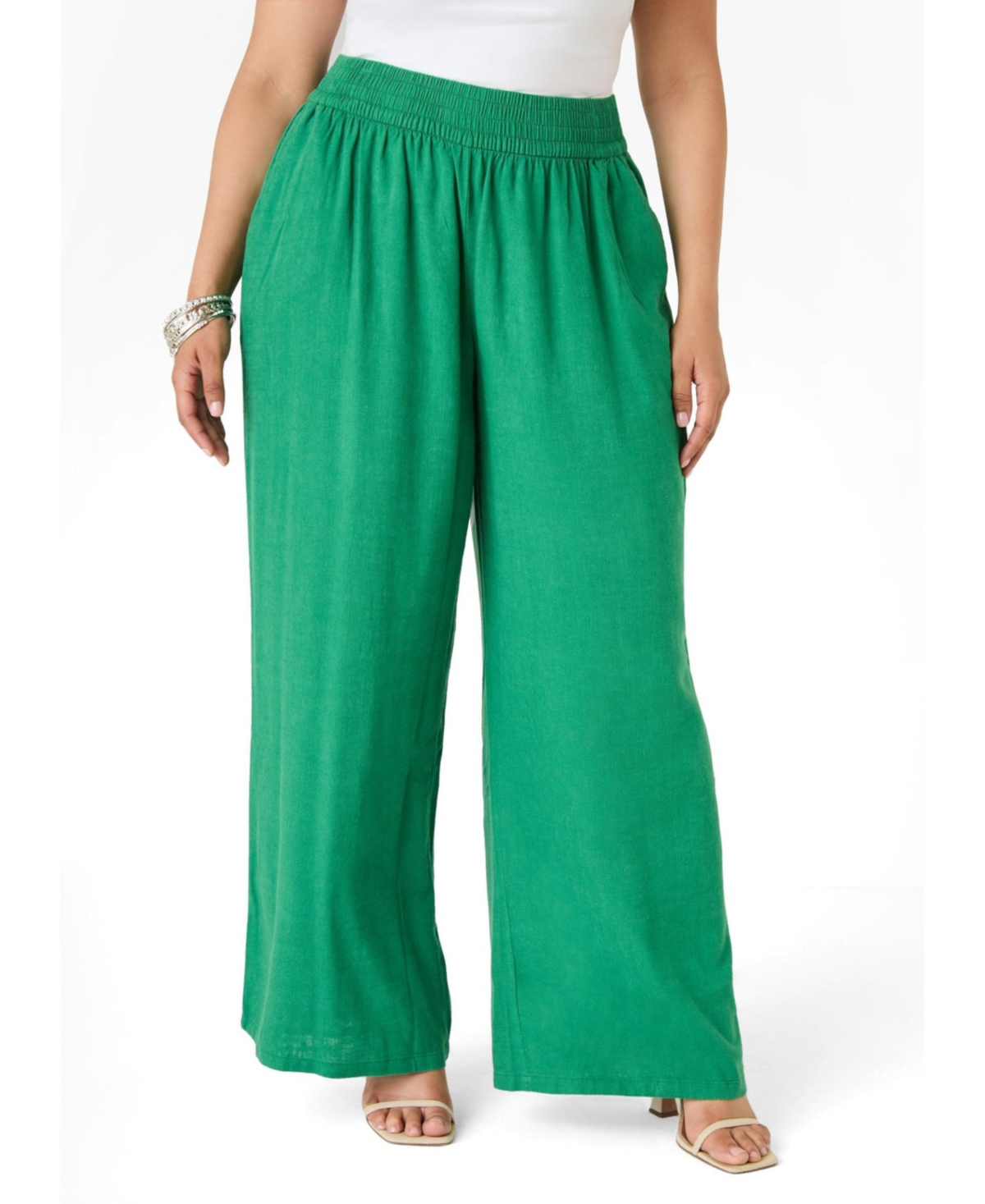 Click here for Ashley Stewart Plus Sizes Linen Blend Pull On Pant... prices