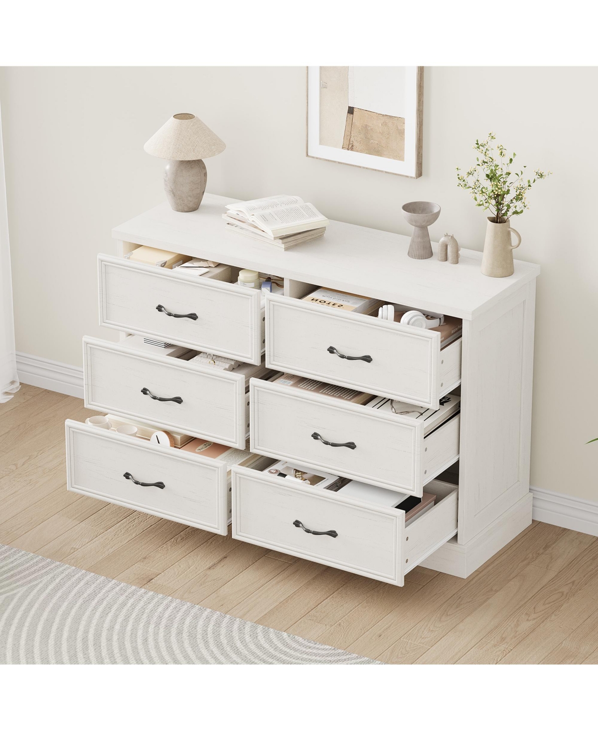 Click here for homfan 6 Drawer Dresser  47 Inch Wood Chest of Dra... prices