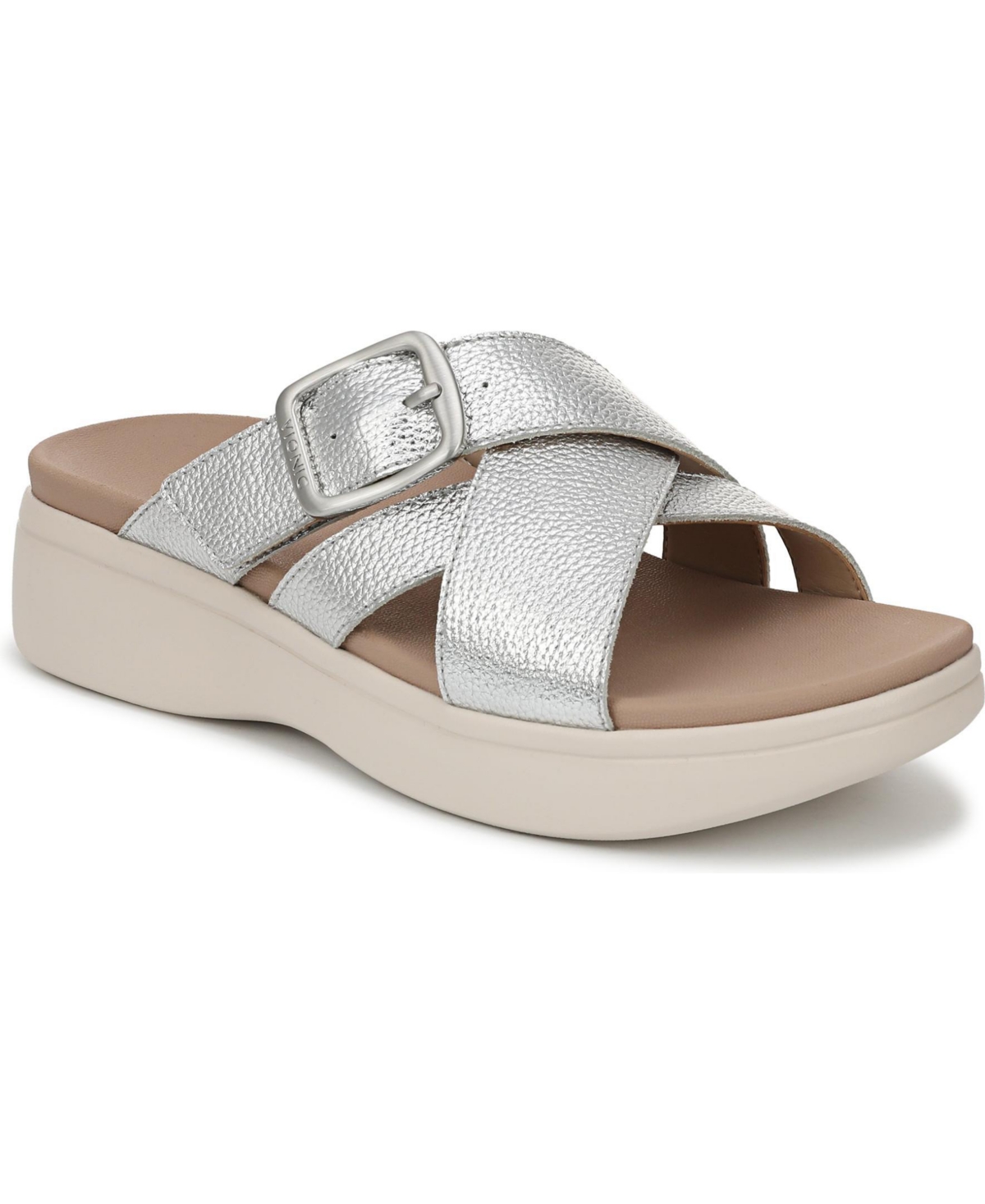 Click here for Vionic Womens Starla Slide Sandals - Silver leathe... prices