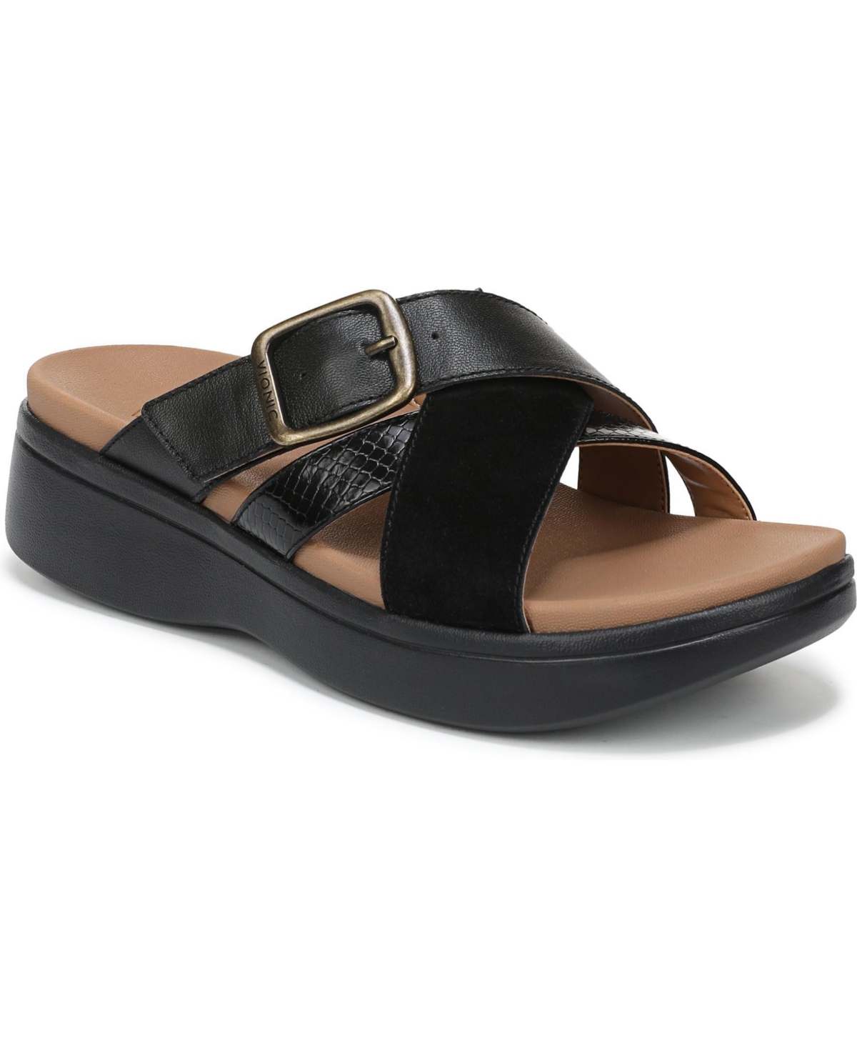 Click here for Vionic Womens Starla Slide Sandals - Black suede prices