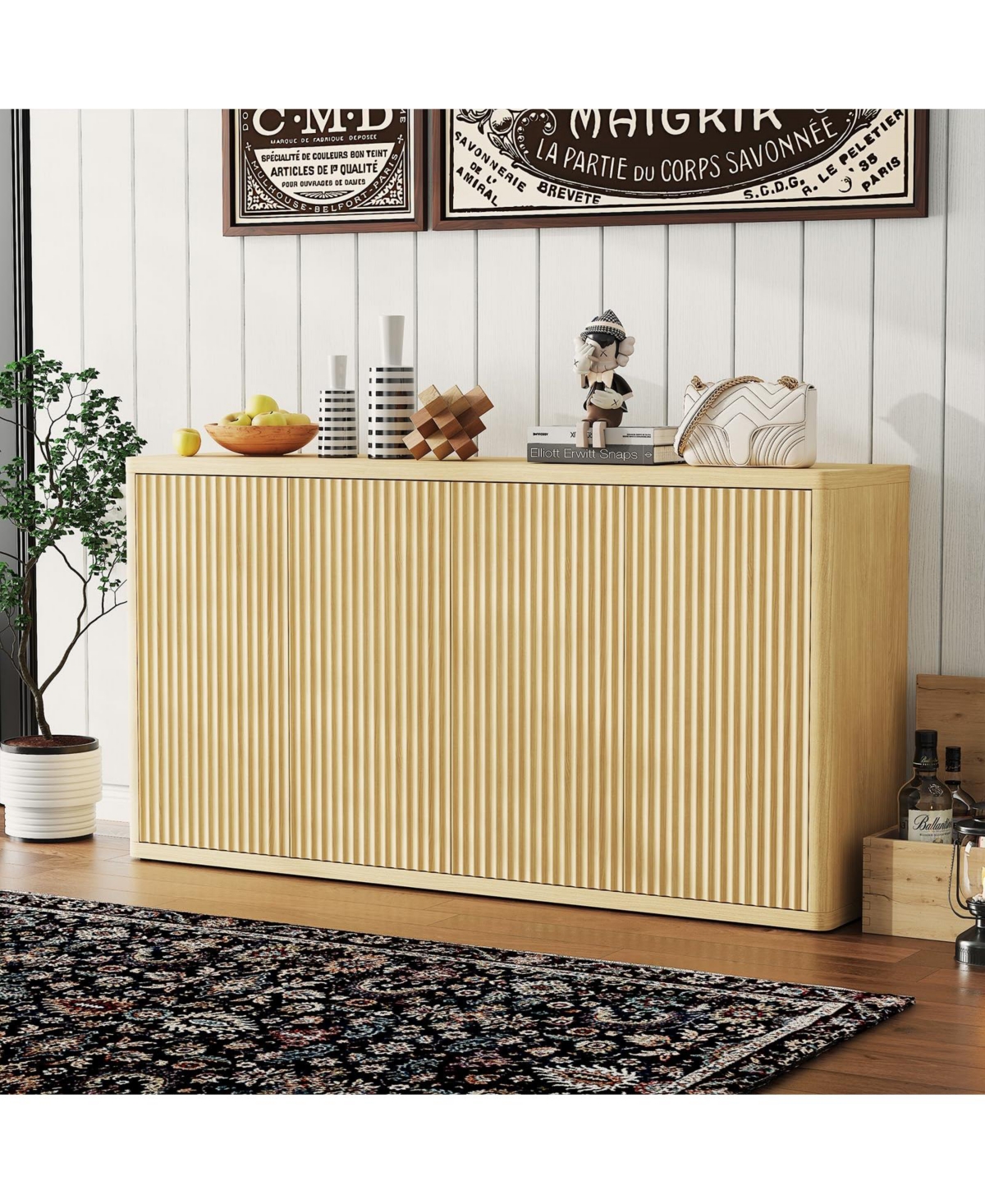 Click here for homfan Fluted Sideboard Buffet Cabinet with Adjust... prices