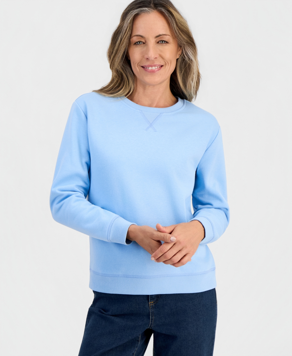 Click here for Style & Co Petite Crewneck Long-Sleeve Fleece Swea... prices