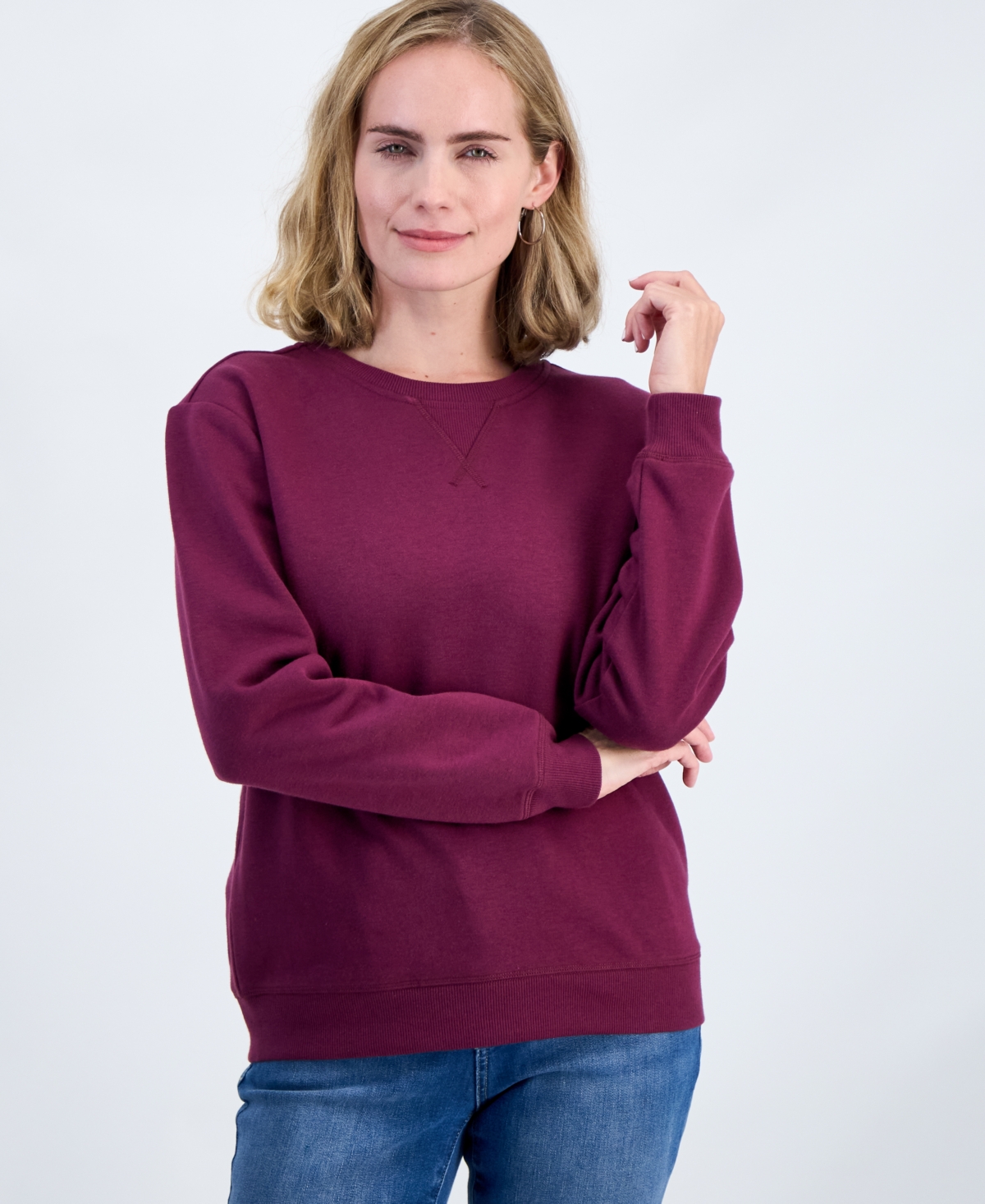 Click here for Style & Co Petite Crewneck Long-Sleeve Fleece Swea... prices