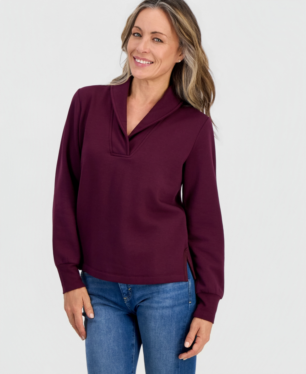 Click here for Style & Co Petite Shawl Collar Long-Sleeve Fleece... prices
