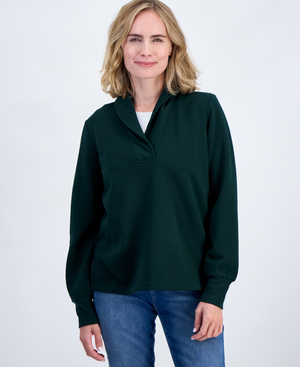 Click here for Style & Co Petite Shawl Collar Long-Sleeve Fleece... prices