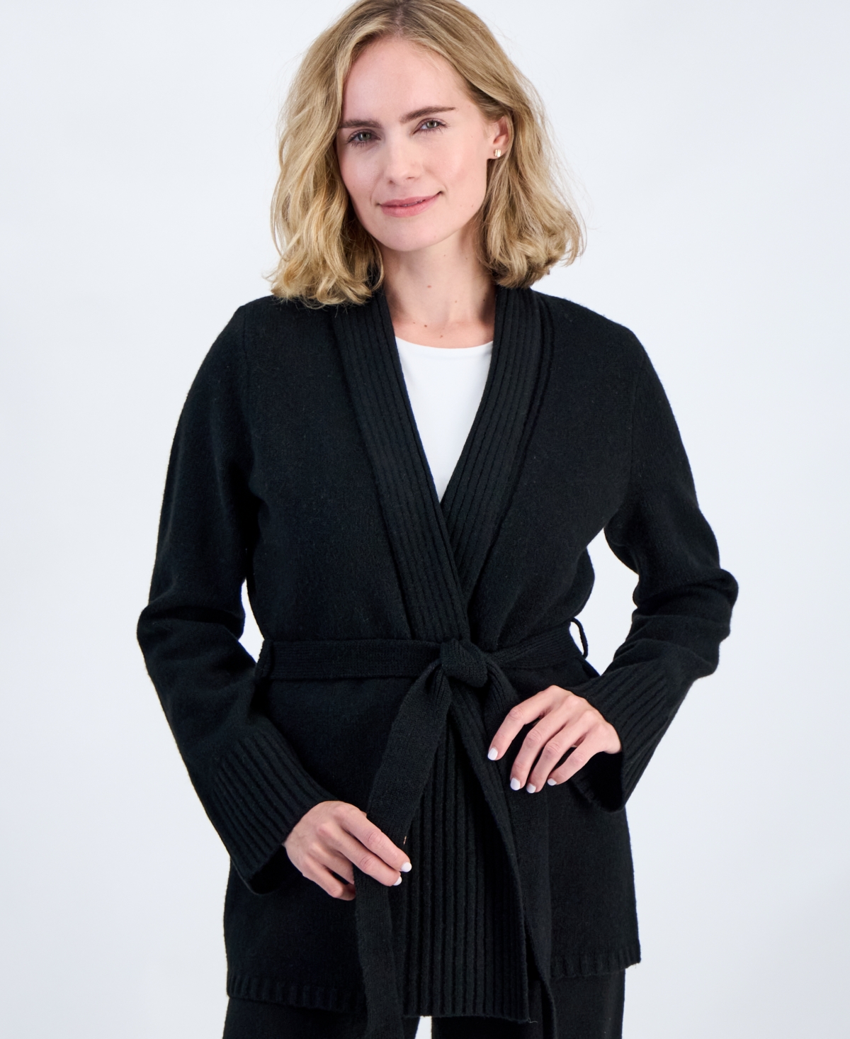 Click here for Style & Co Petite Long-Sleeve Wrap V-Neck Cardigan... prices