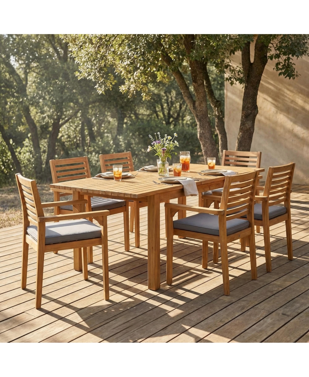 Click here for Clihome 7-Piece Acacia Wood Outdoor Dining Set - M... prices