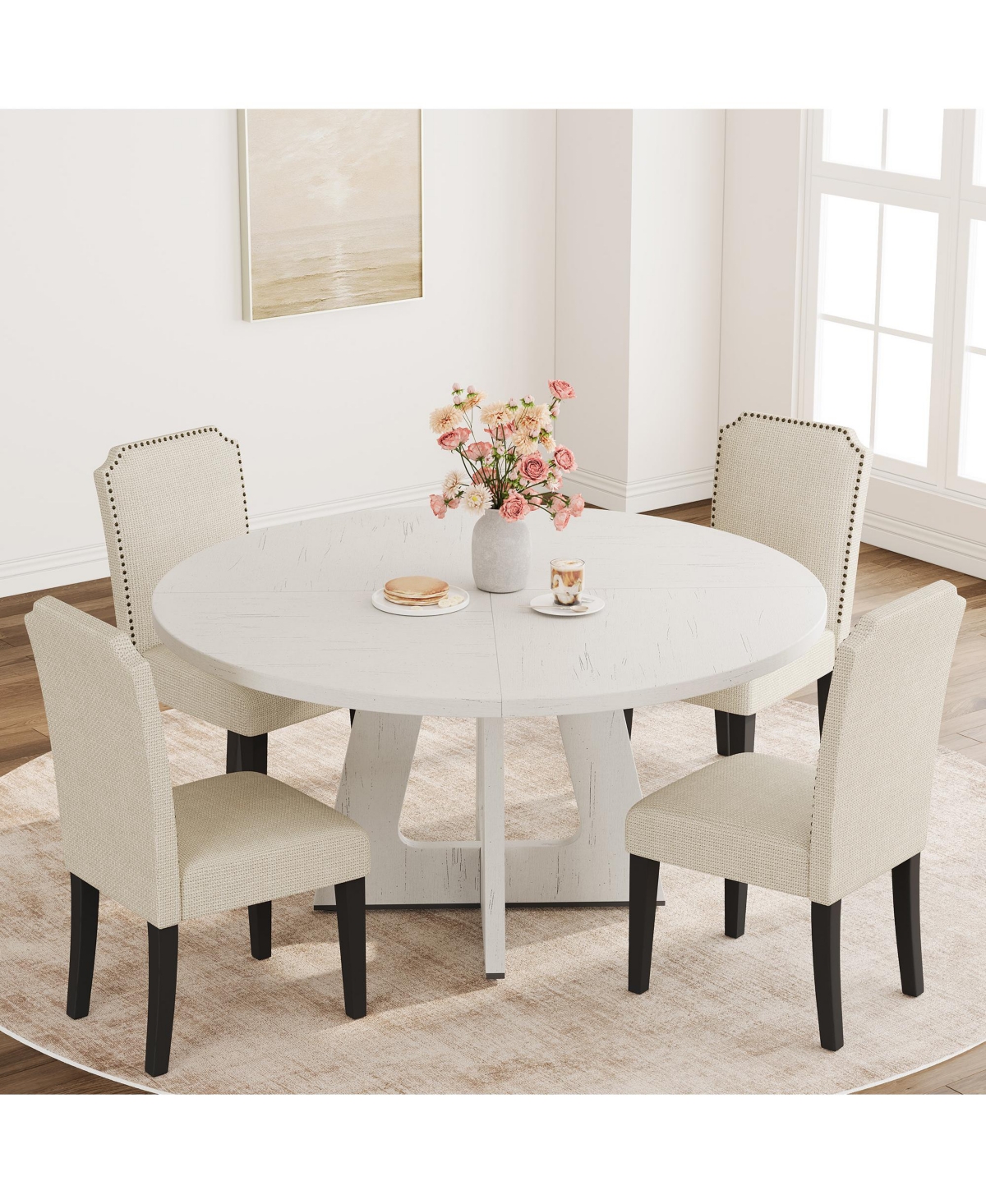 Click here for gaomon 47 in Round Large Dining Table Set for 4 to... prices
