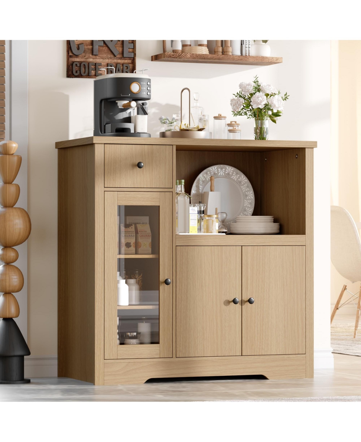 Click here for homfan Kitchen Microwave Cabinet with Storage and... prices