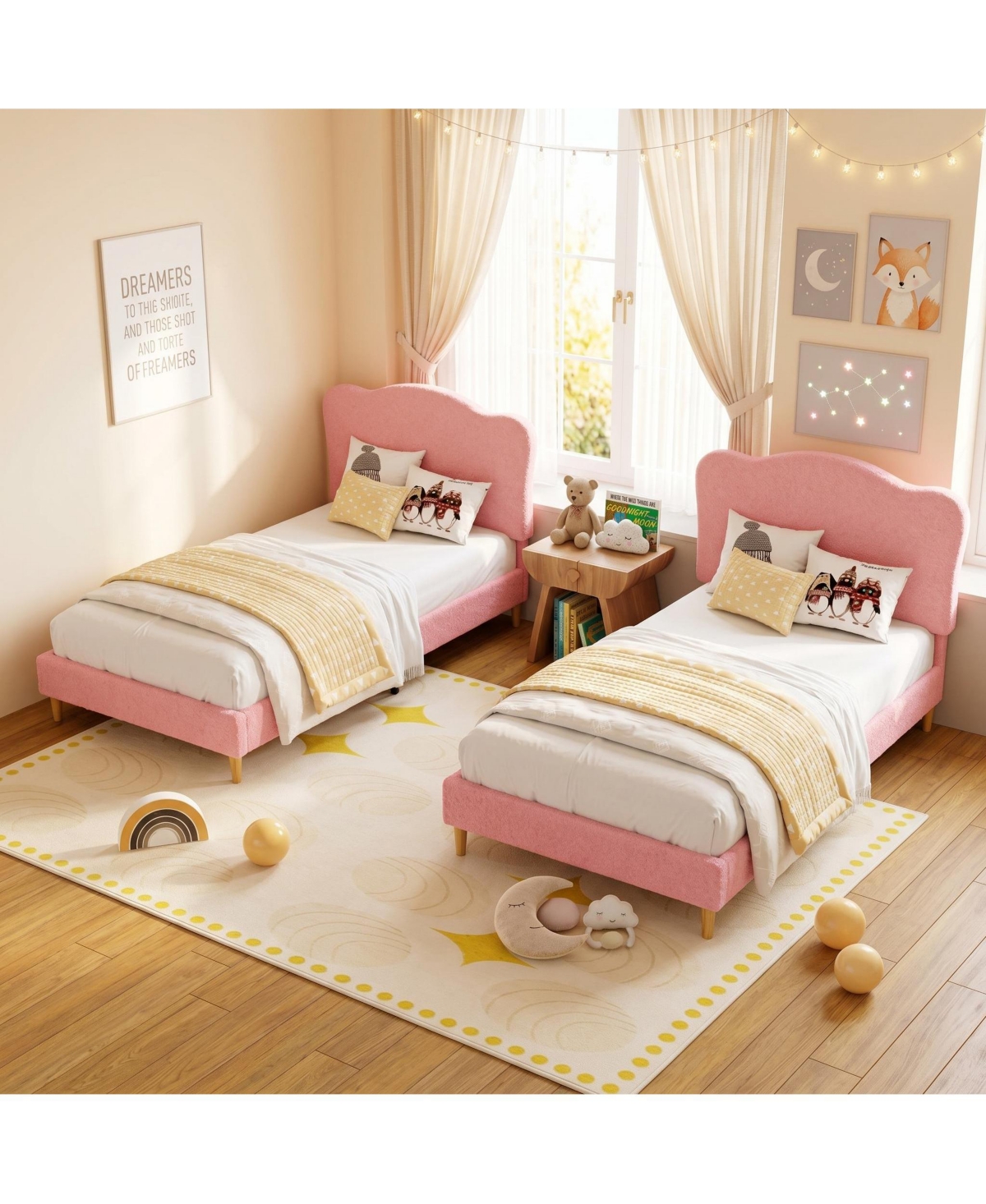 Click here for homfan 2 Pieces Twin Modern Kids Bed Frame  Uphols... prices