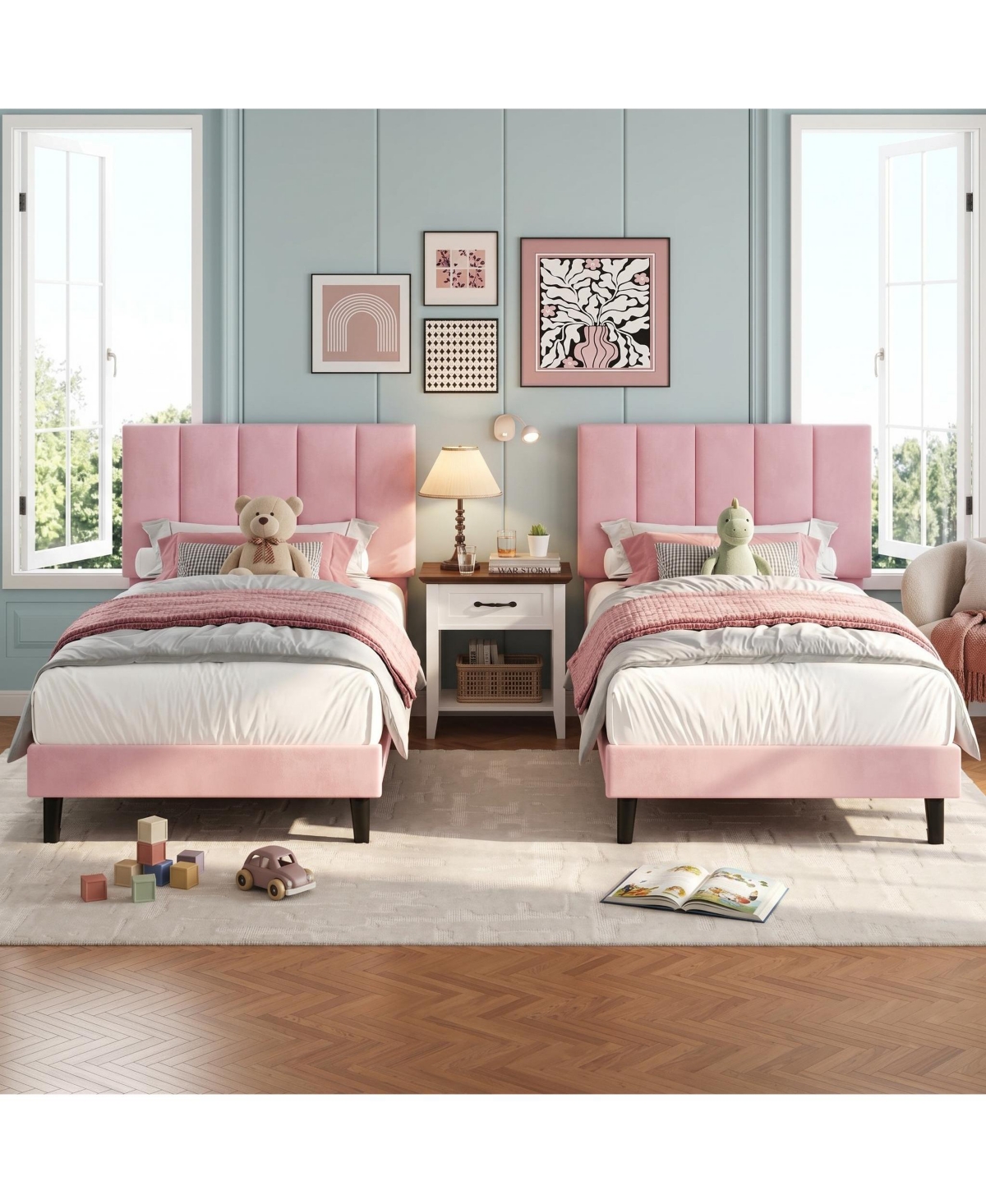 Click here for homfan 2 Set Twin Size Velvet Upholstered Platform... prices