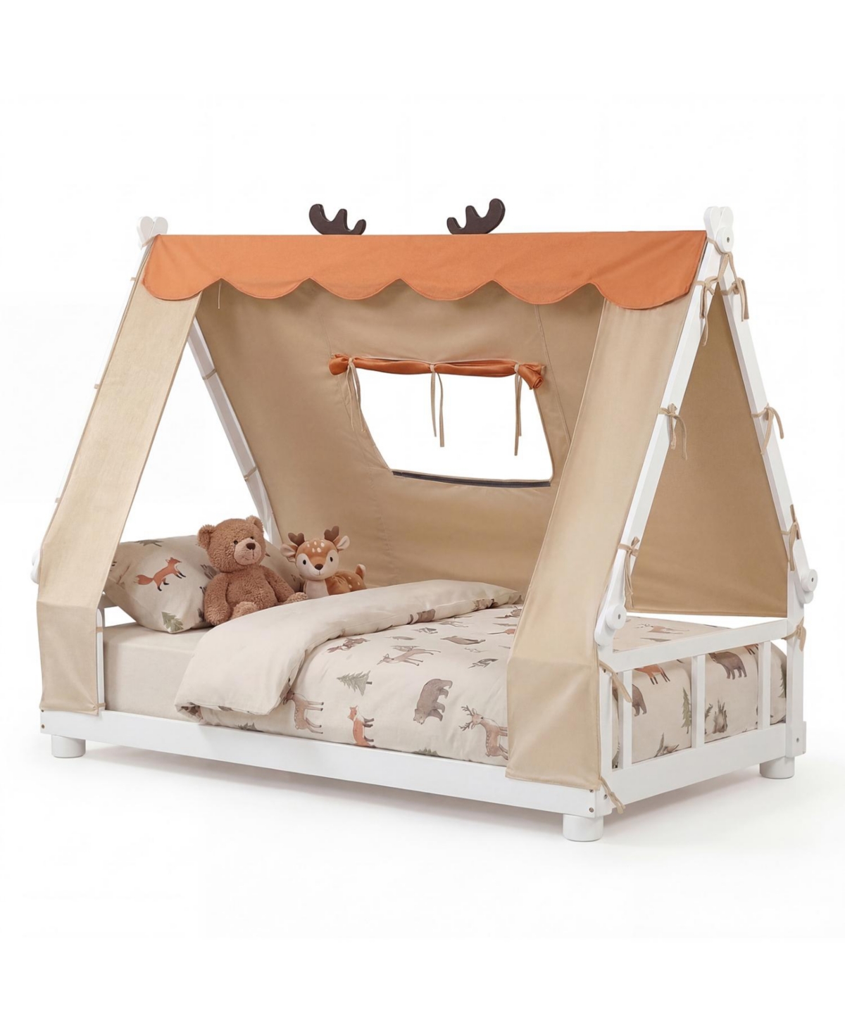 Click here for Slickblue Wood Twin Floor Bed House Frame with Kid... prices