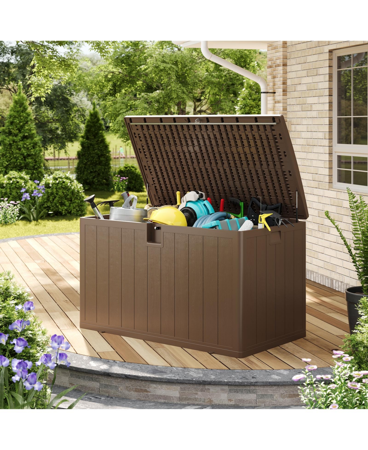Click here for homfan 130 Gallon Outdoor Resin Deck Box  Waterpro... prices