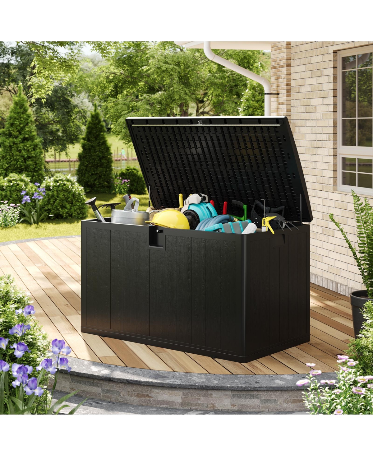 Click here for homfan 130 Gallon Outdoor Resin Deck Box  Waterpro... prices