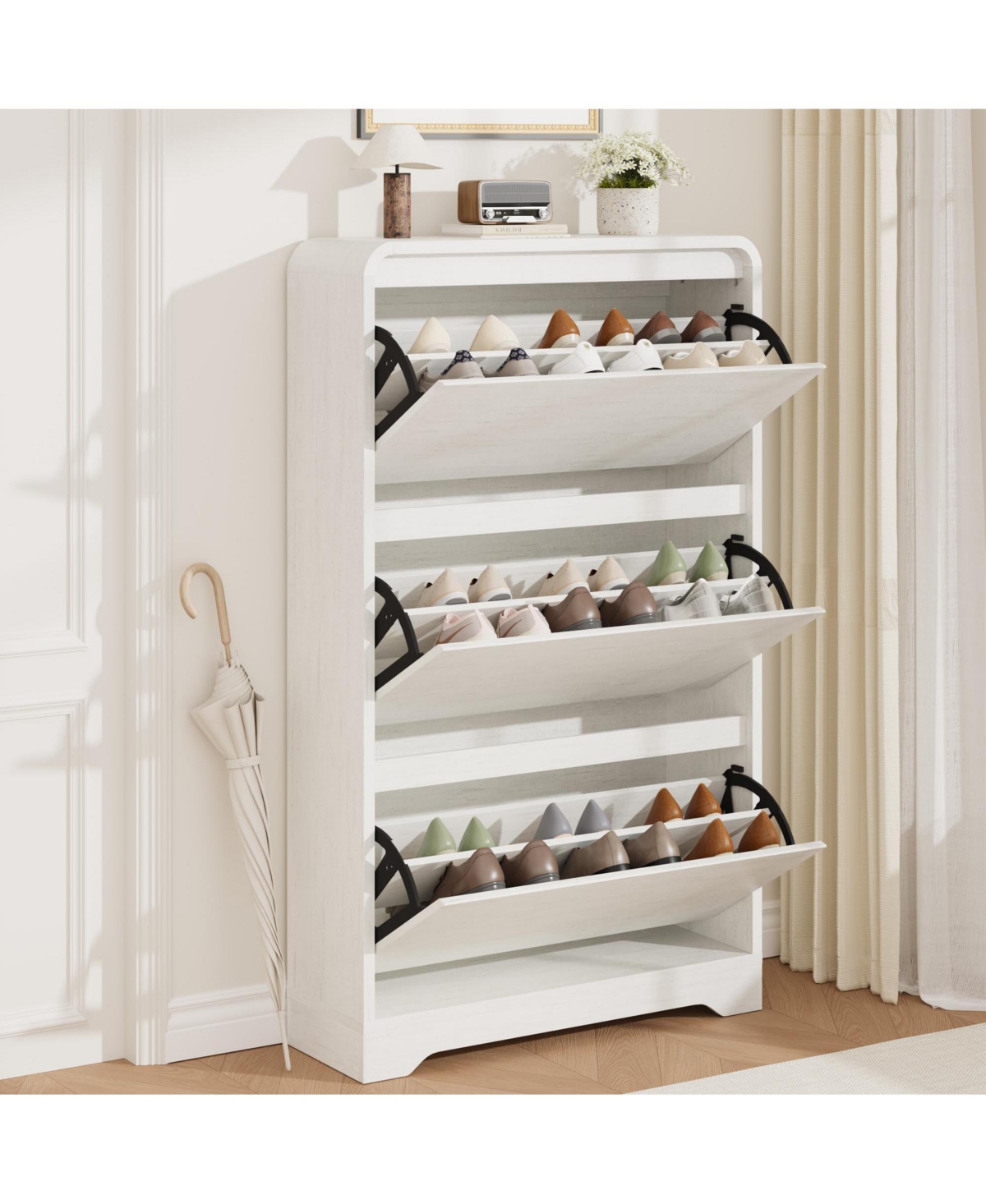 Click here for Homfan Large Narrow Shoe Cabinet with 3 Flip Drawe... prices