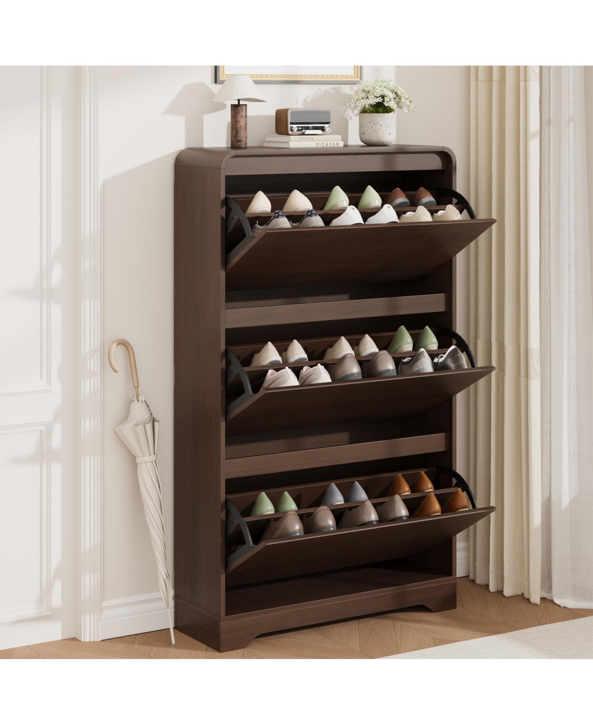 Click here for Homfan Large Narrow Shoe Cabinet with 3 Flip Drawe... prices