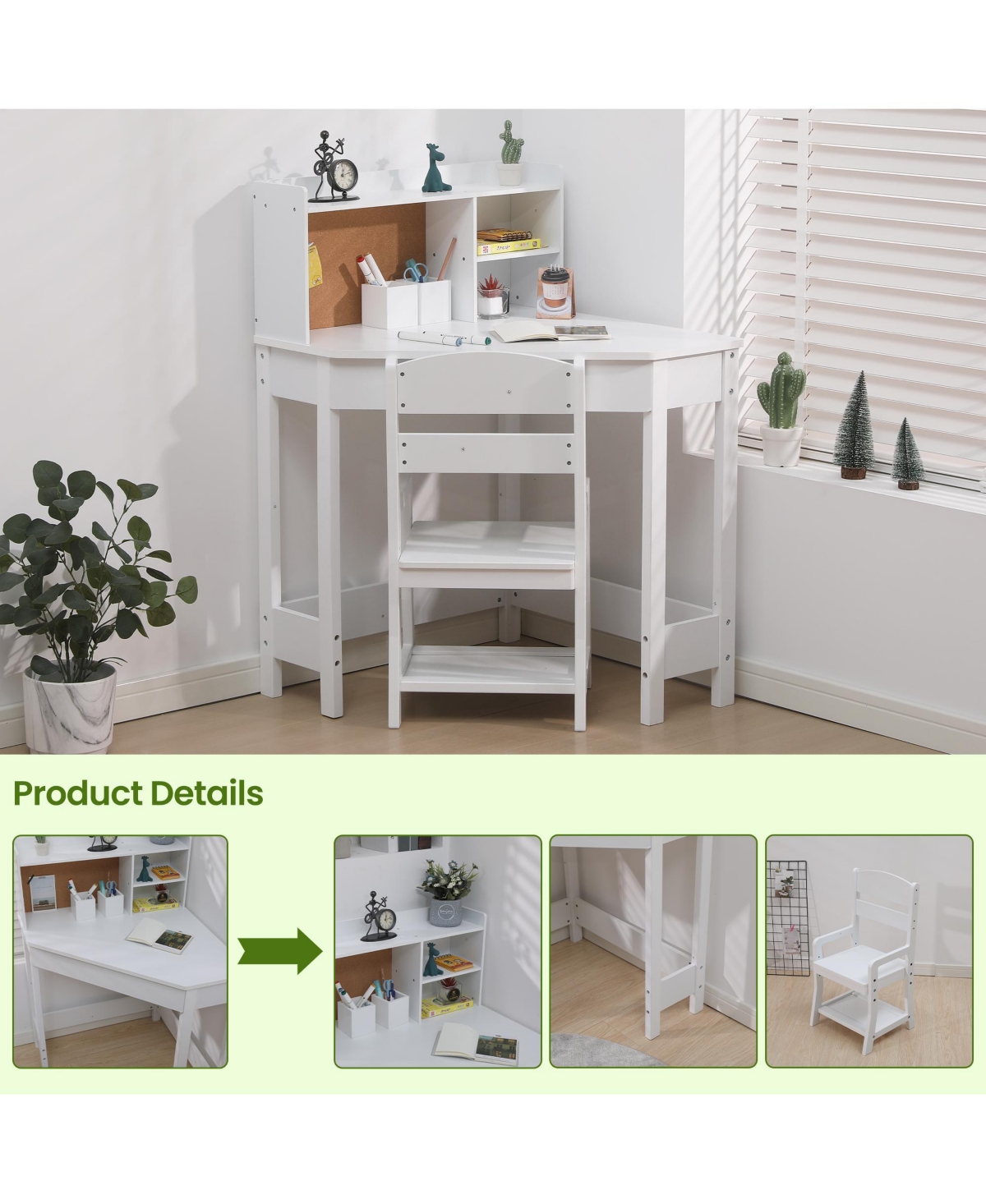 Click here for gaomon Kids Corner Study Desk Chair Set for Small... prices