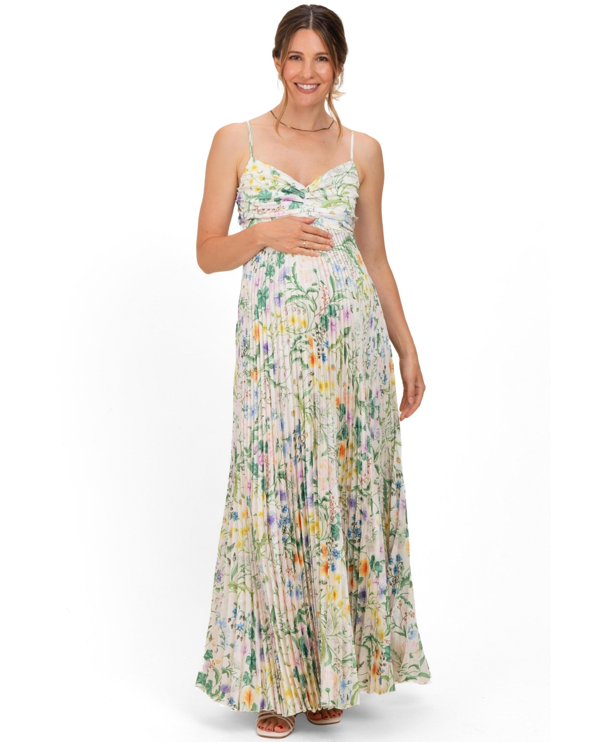 Click here for Pinkblush Maternity Ivory Floral Pleated Sleeveles... prices
