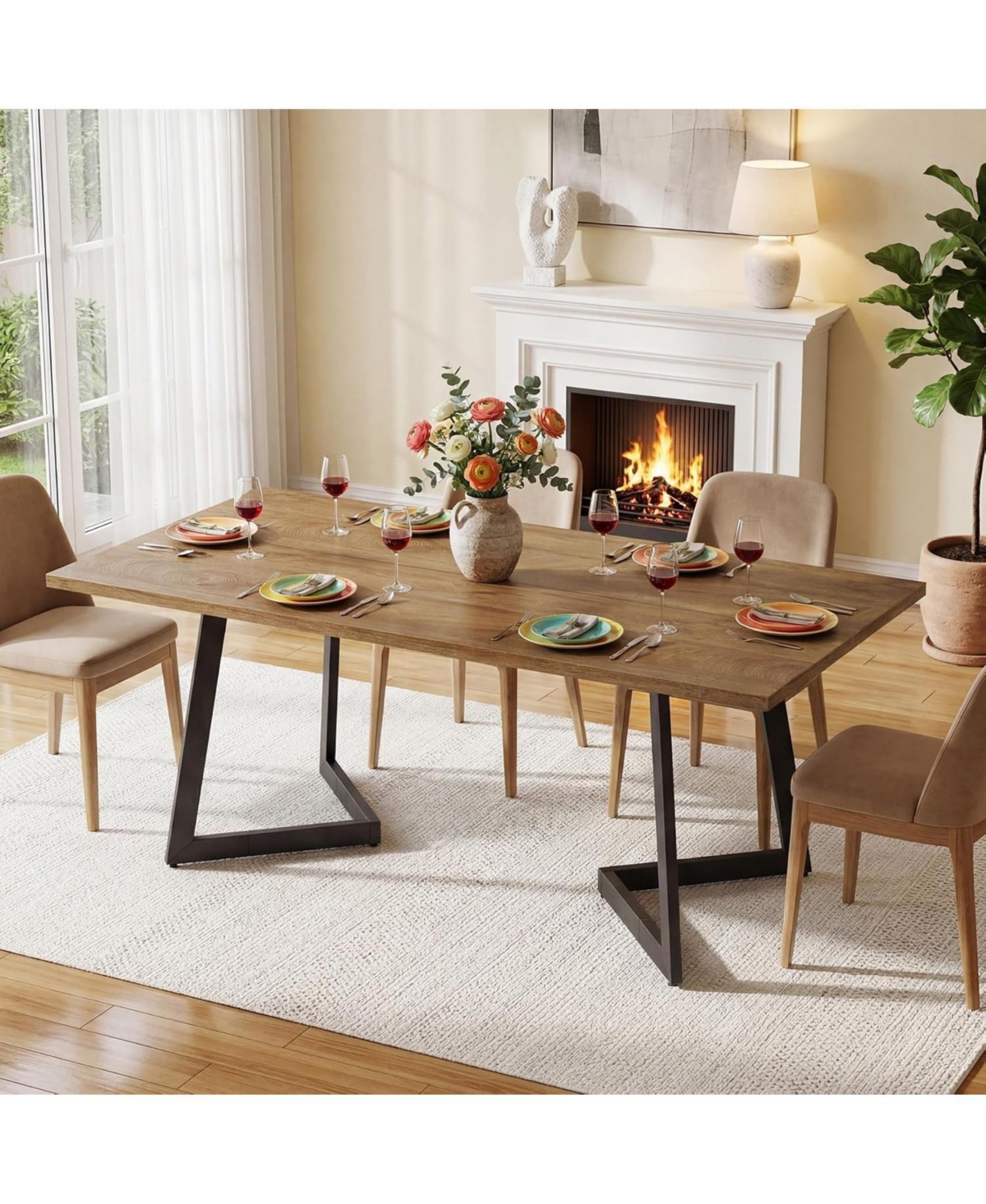 Click here for Tribesigns Rectangular Dining Table for 6  62 Inch... prices