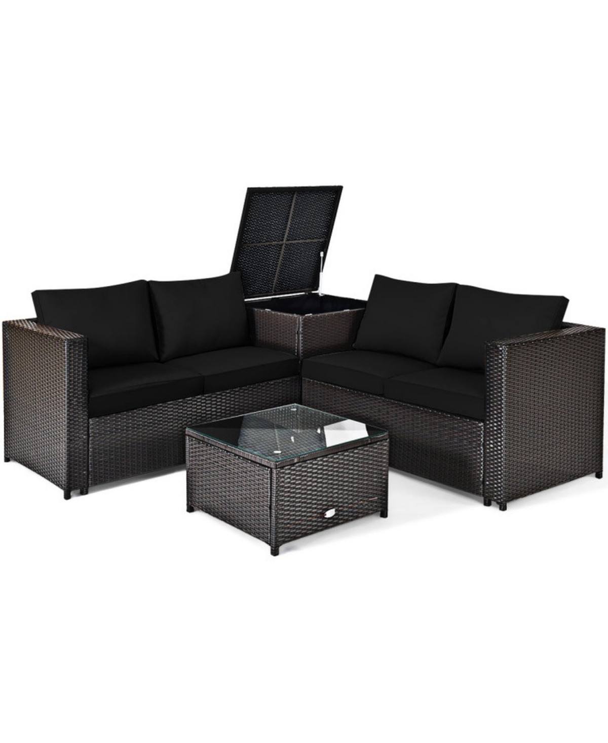 Click here for Gouun 4-Piece Outdoor Rattan Sectional Set with Lo... prices