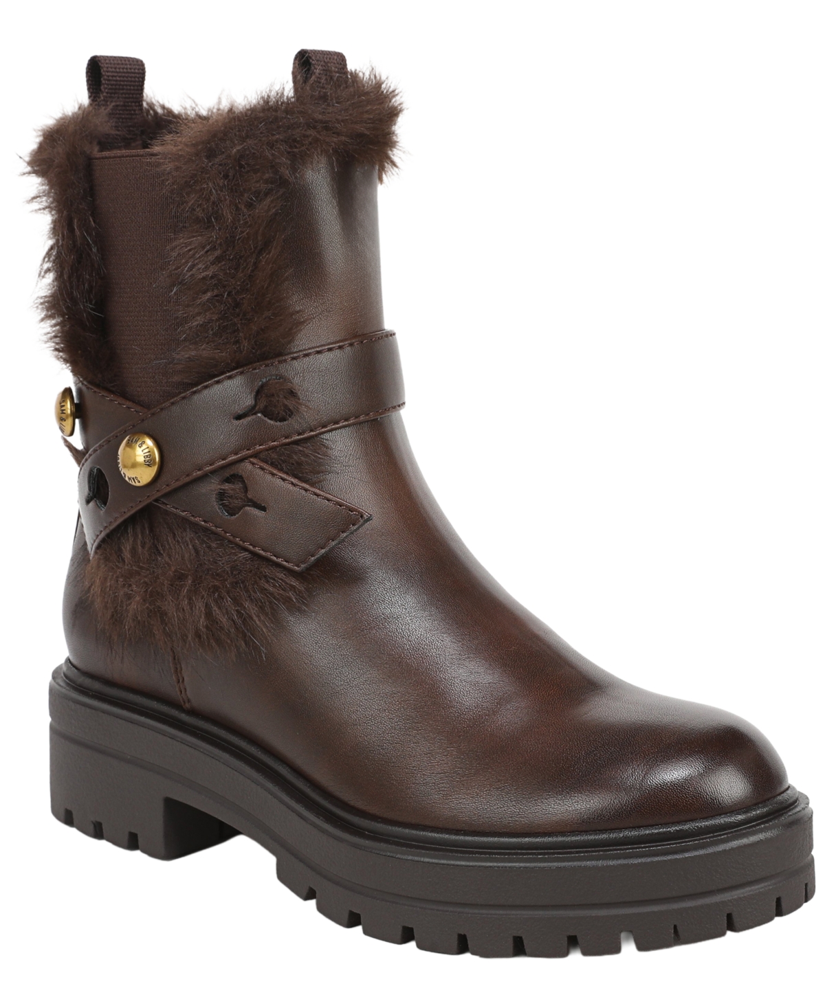 Click here for Sam and Libby Womens Kenya Lug Sole Booties - Choc... prices