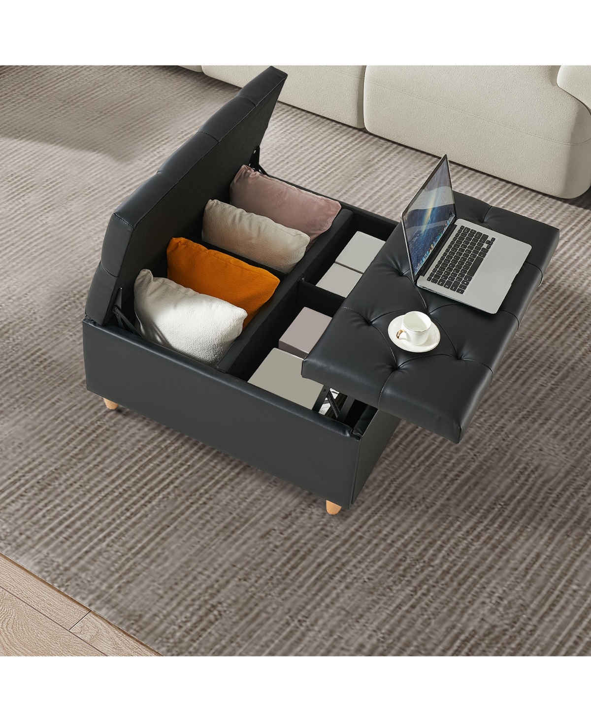 Click here for homfan Sherpa Upholstered Lift Top Storage Ottoman... prices