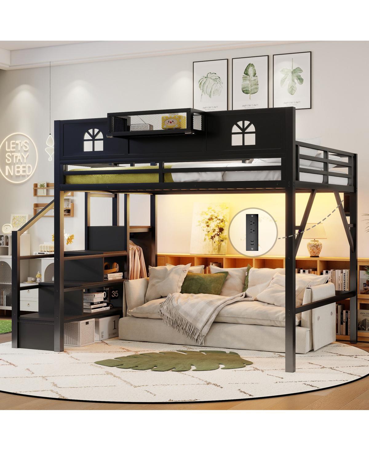 Click here for Streamdale Furniture Queen Size Metal Loft Bed wit... prices