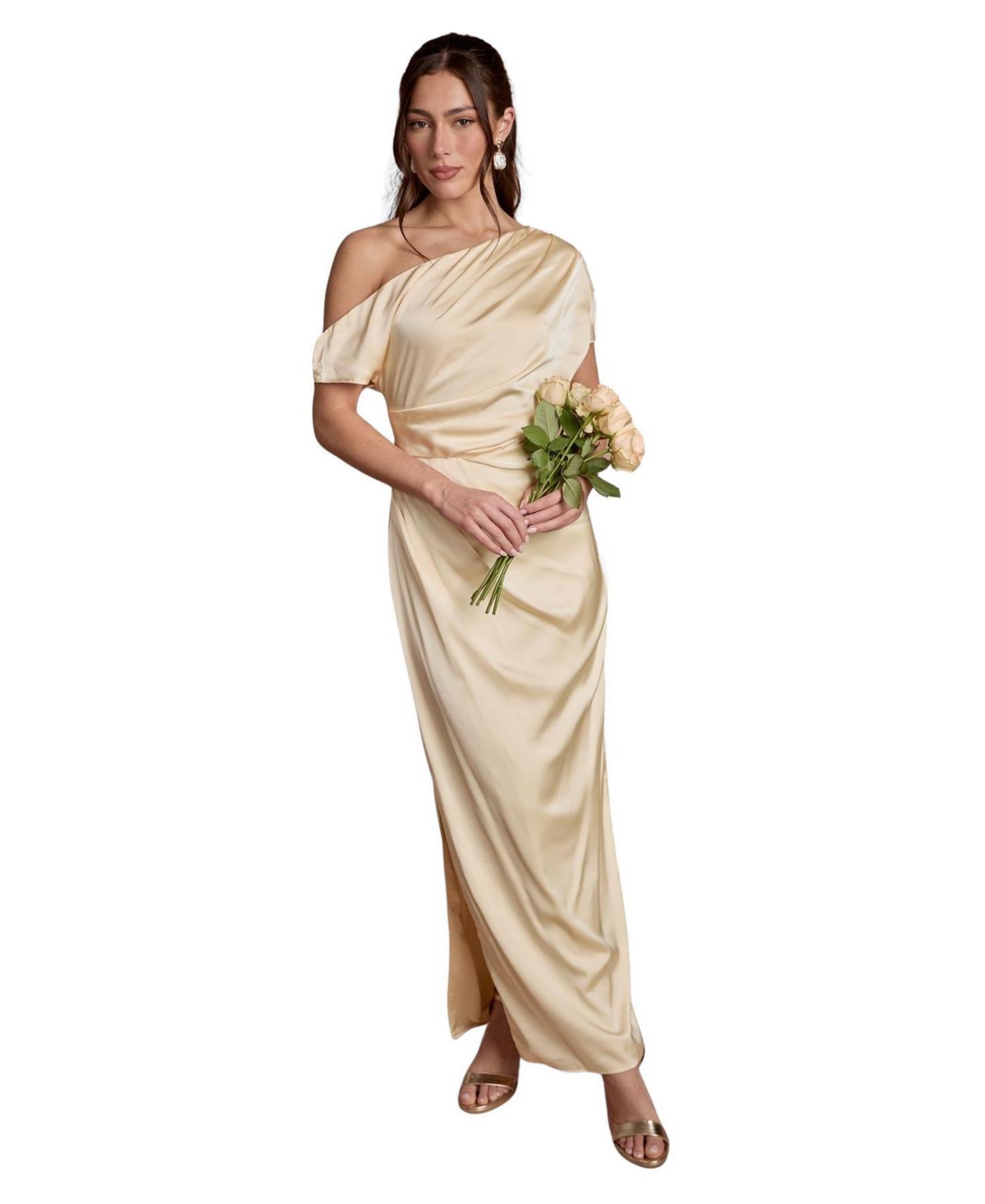 Click here for Coast Womens Off Shoulder Satin Maxi Dress - Lemon prices