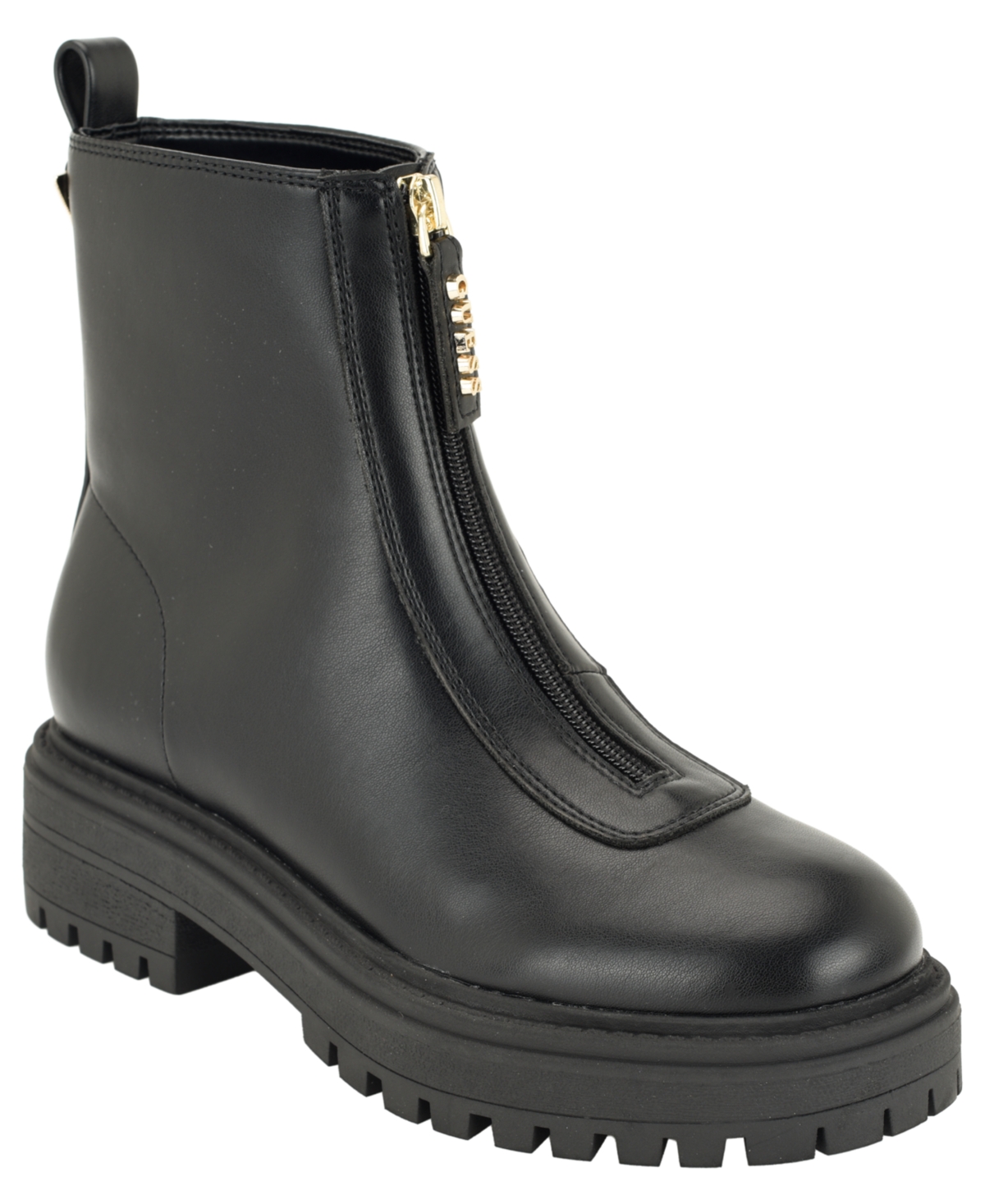 Click here for Guess Womens Syyan Front Zip Lug Sole Booties - Bl... prices