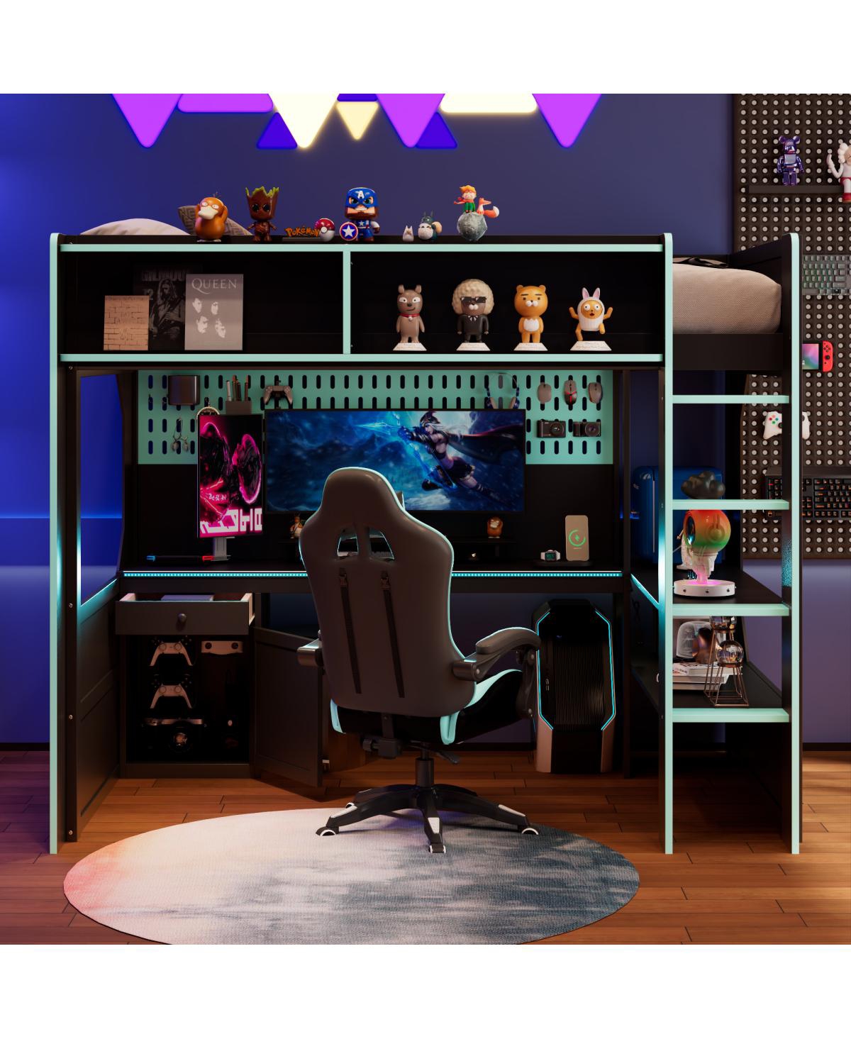 Click here for Streamdale Furniture Twin Size Gaming Loft Bed wit... prices