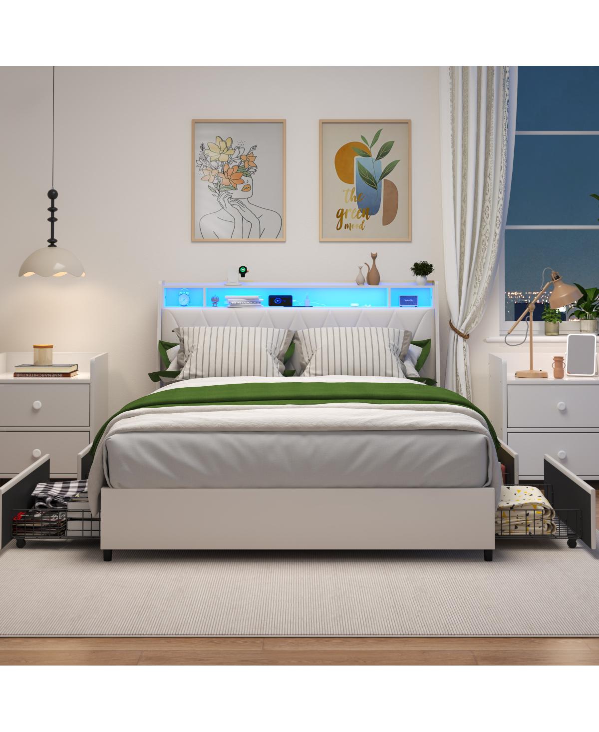 Click here for Streamdale Furniture Platform Bed Frame with Led L... prices
