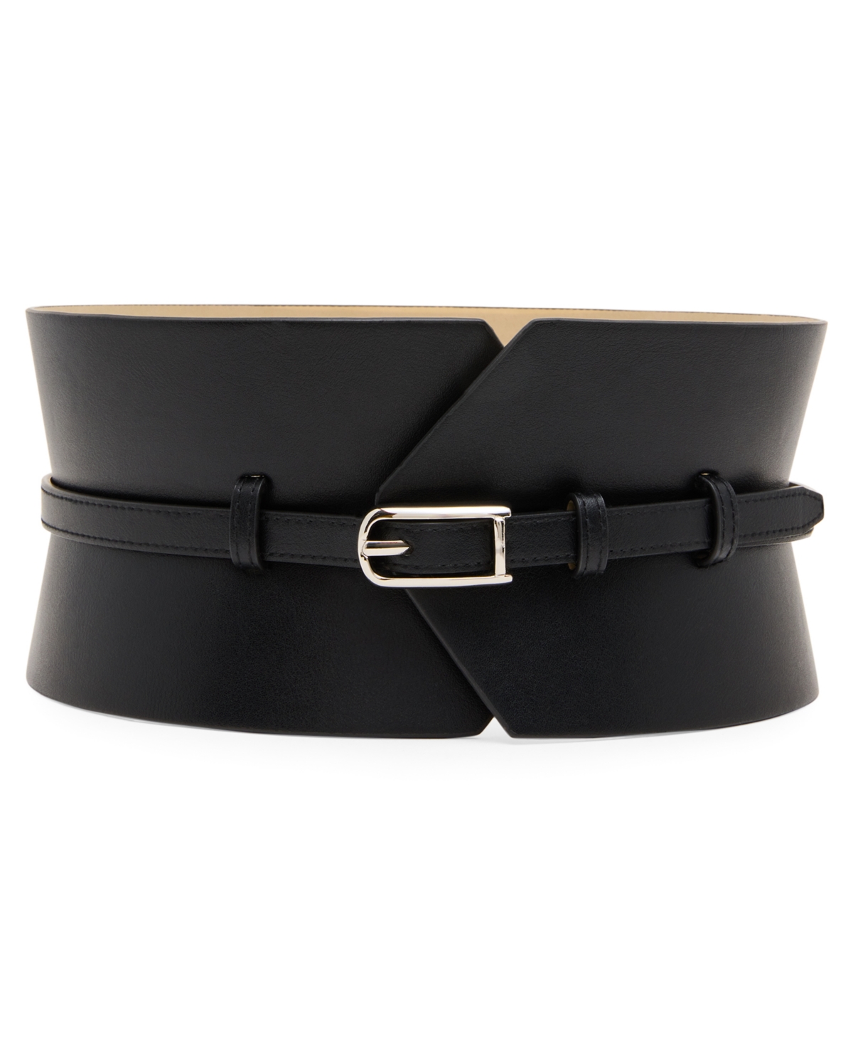 Click here for Steve Madden Textured Corset Wide Sash Belt - Blac... prices