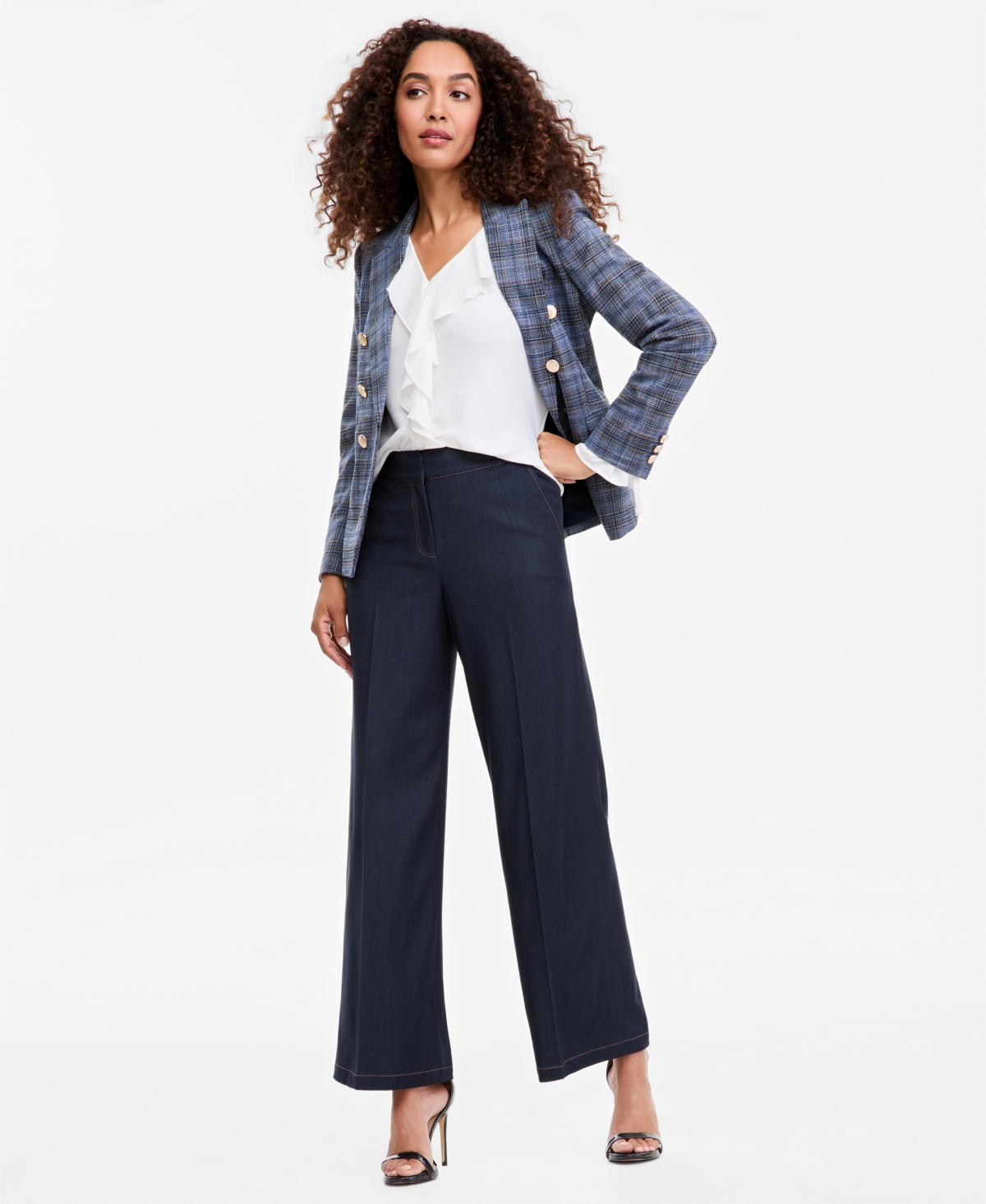 Click here for Tahari Asl Petite Wide-Leg Pants - Dark Denim prices