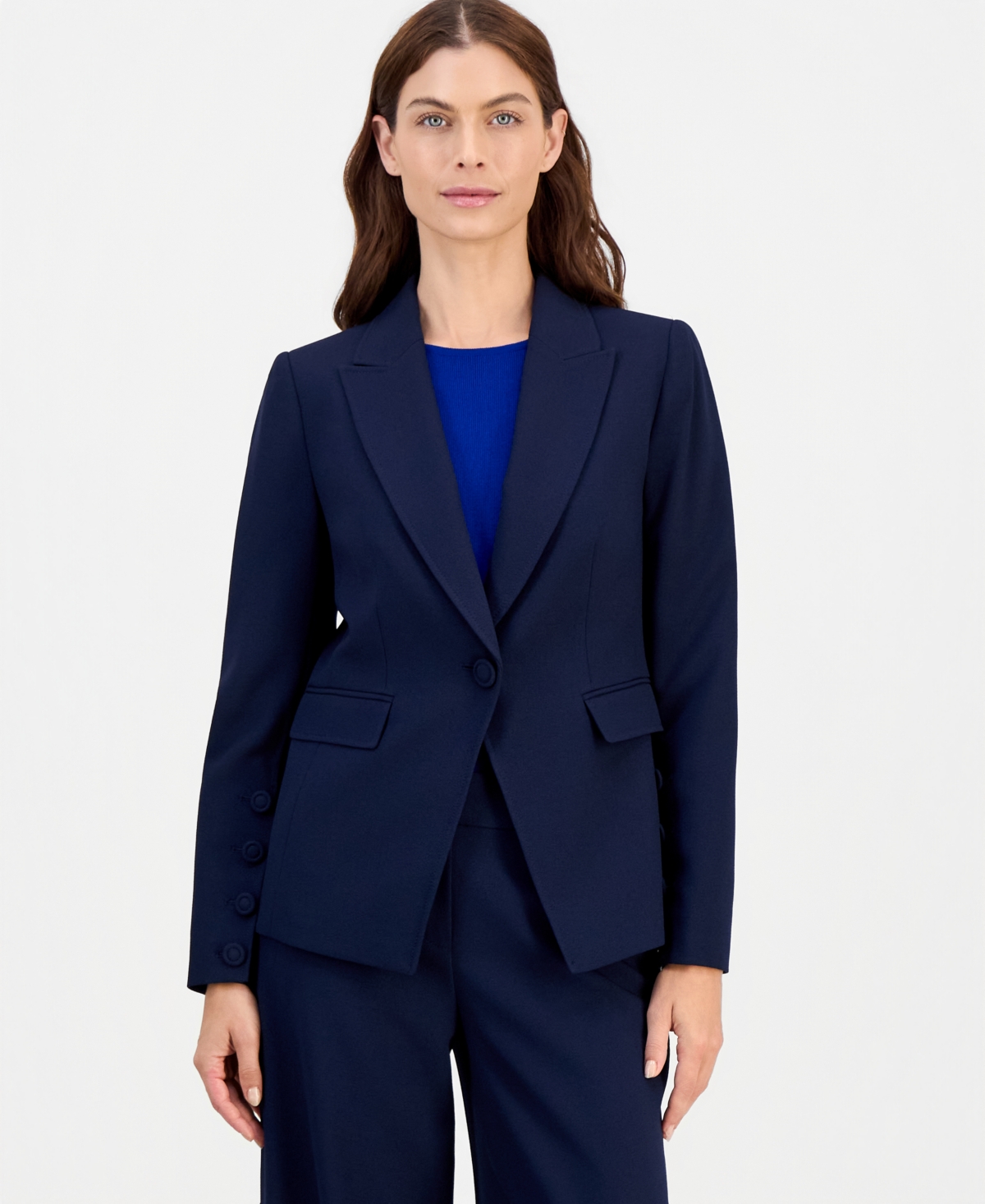 Click here for Tahari Asl Womens Single-Button Peak-Lapel Blazer... prices