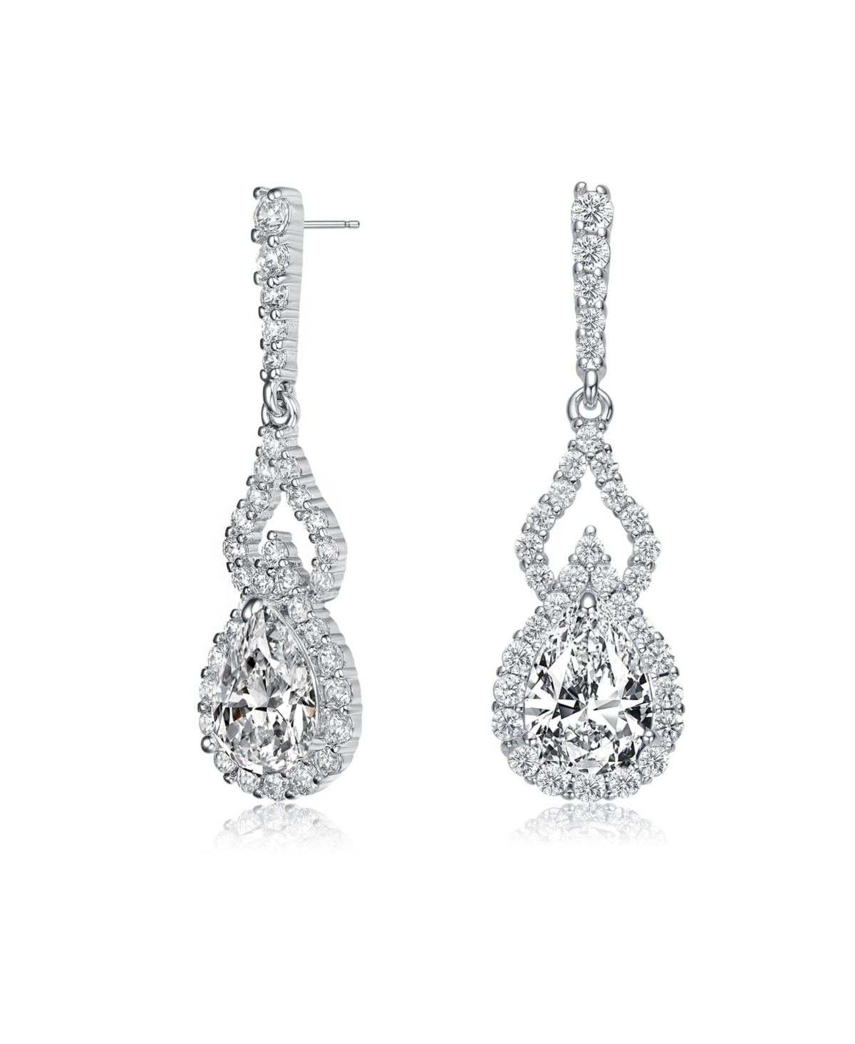 Click here for Sterling Silver with Rhodium Plated Clear Pear and... prices